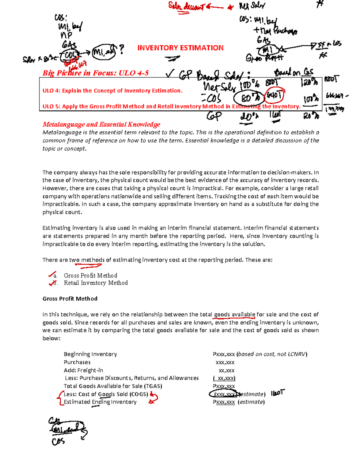 Inventory Estimation - Lecture notes 1 - INVENTORY ESTIMATION Big ...