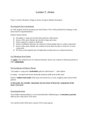 Ch.2 Notes - DALTON’S ATOMIC THEORY STRUCTURE OF THE ATOM Ch . 2. law ...