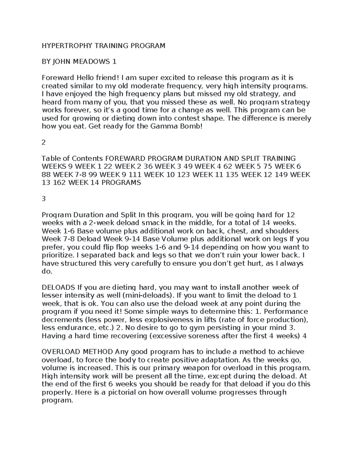 John Meadows Gamma Bomb - HYPERTROPHY TRAINING PROGRAM BY JOHN MEADOWS ...