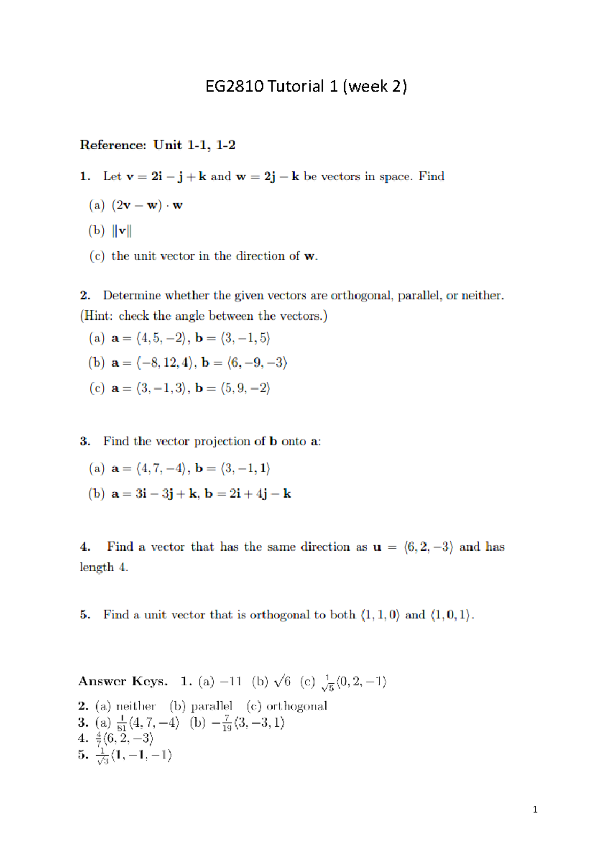 EG2810 Tutorial Questions (I)R - EG2810 - EG2810 Tutorial 1 (week 2) EG2810 Tutorial 2 (week 3 ...