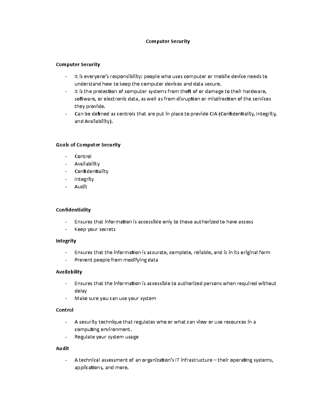 Computer Security - Computer Security Computer Security - It is ...