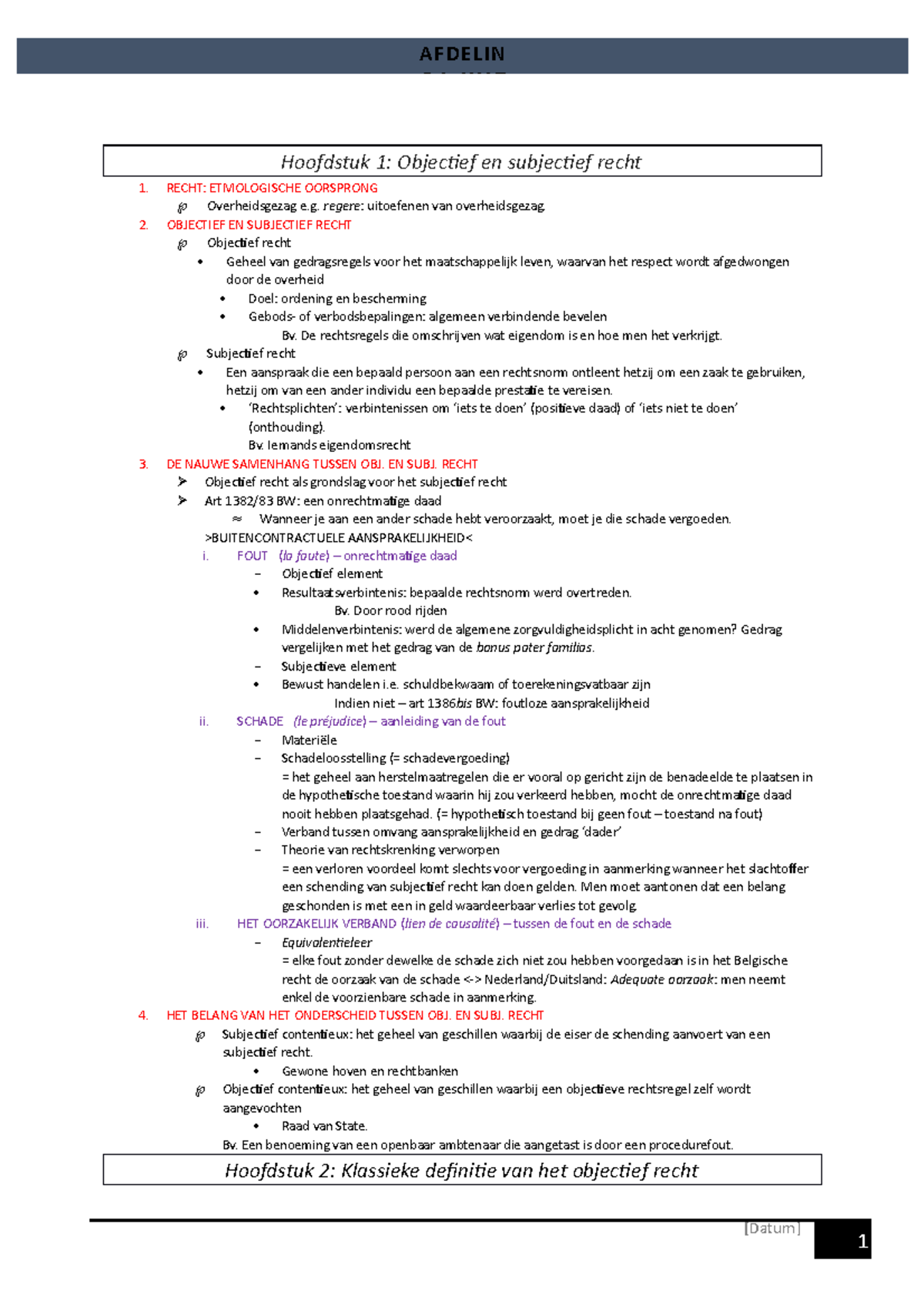 Wat-is-recht - [Datum] Hoofdstuk 1: Objectief en subjectief recht 1 ...