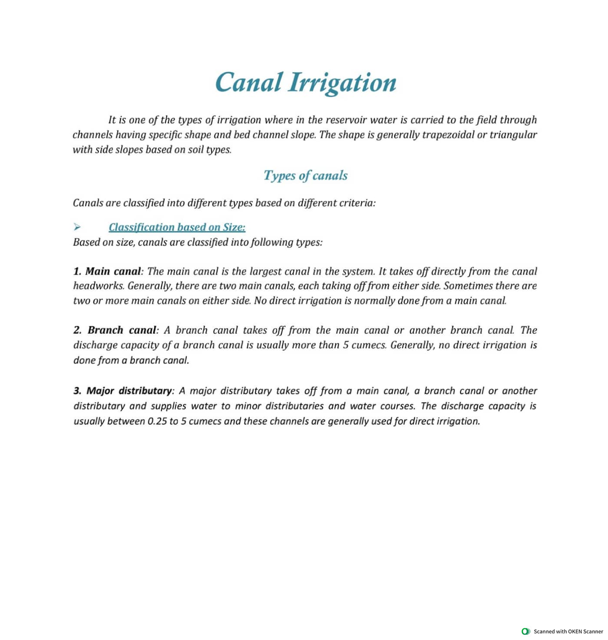 Canal Irrigation - Water Resources Systems - Studocu