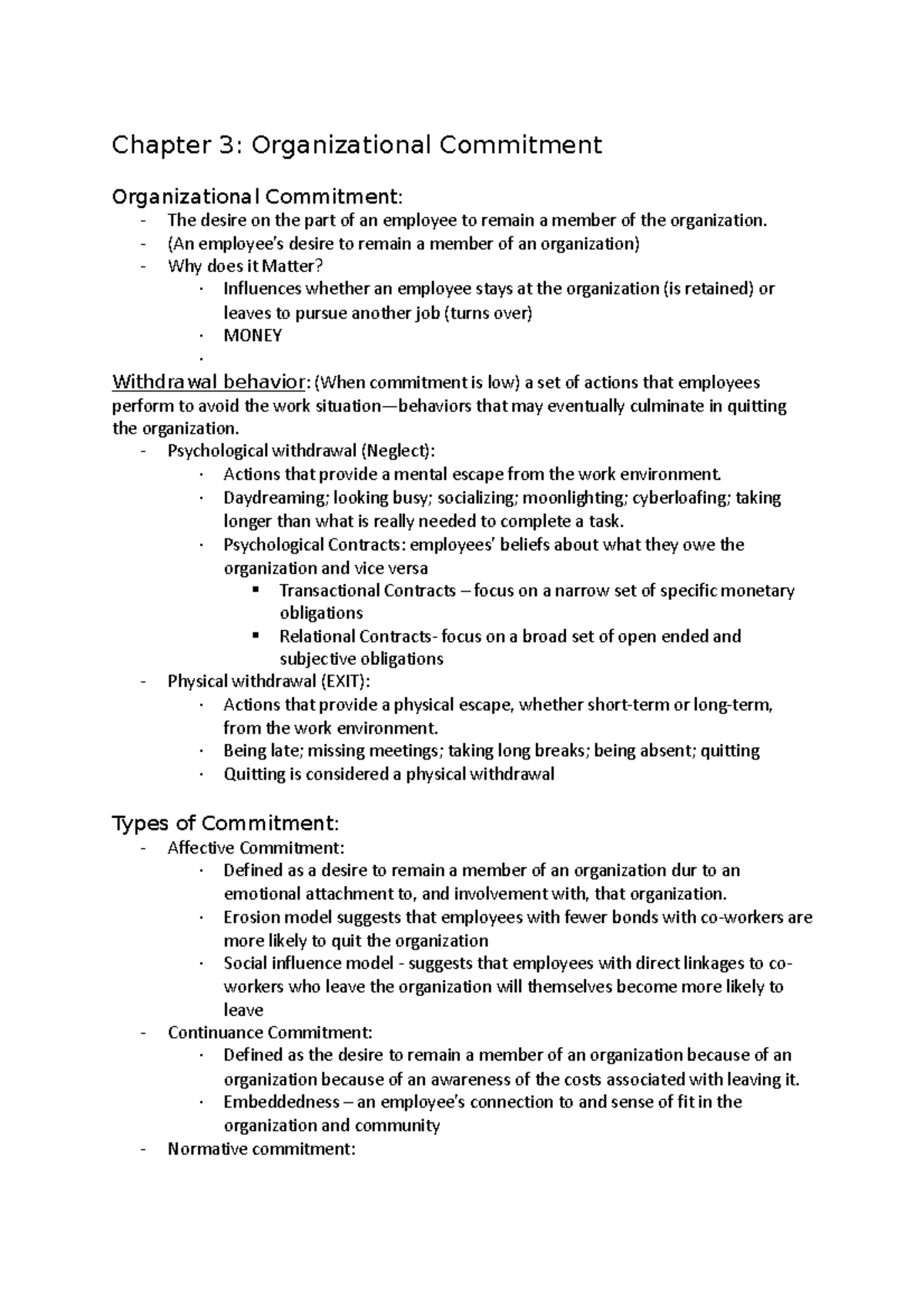 Organizational Behaviour - Chapter 3 (Organizational Commitment ...