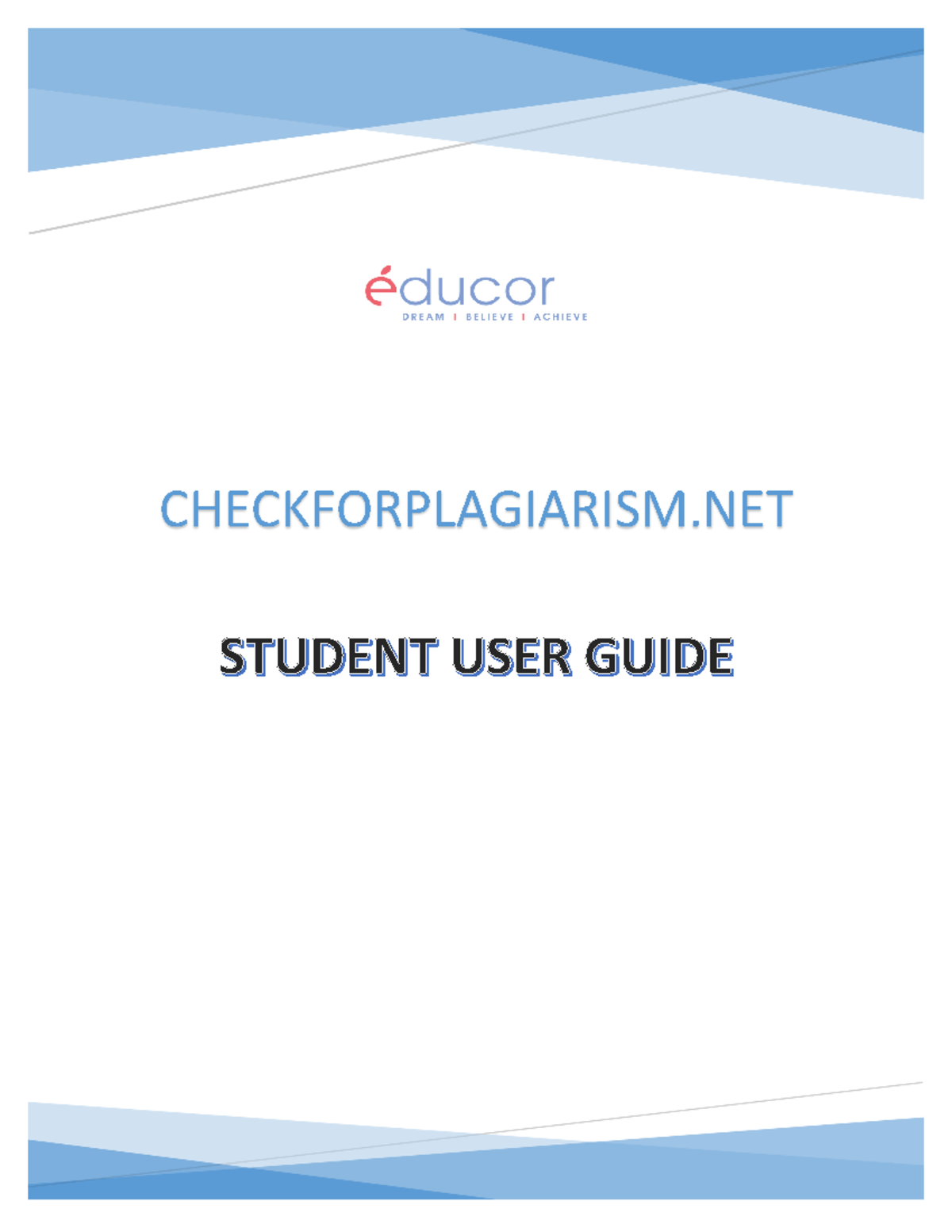 Check For Plagiarism.net - Student User Guide - CHECKFORPLAGIARISM ...