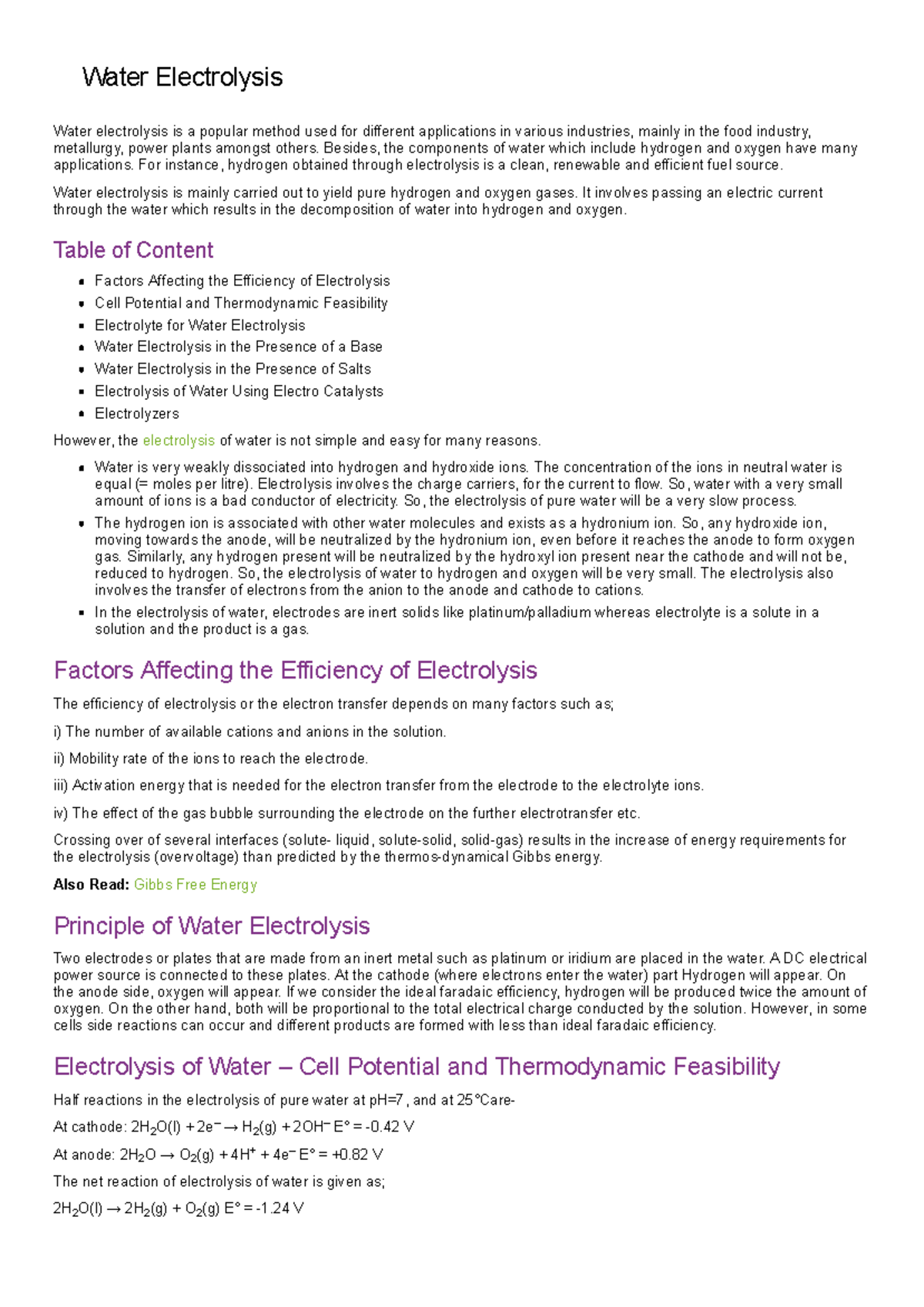Water Electrolysis - class 10 - Water Electrolysis Water electrolysis ...
