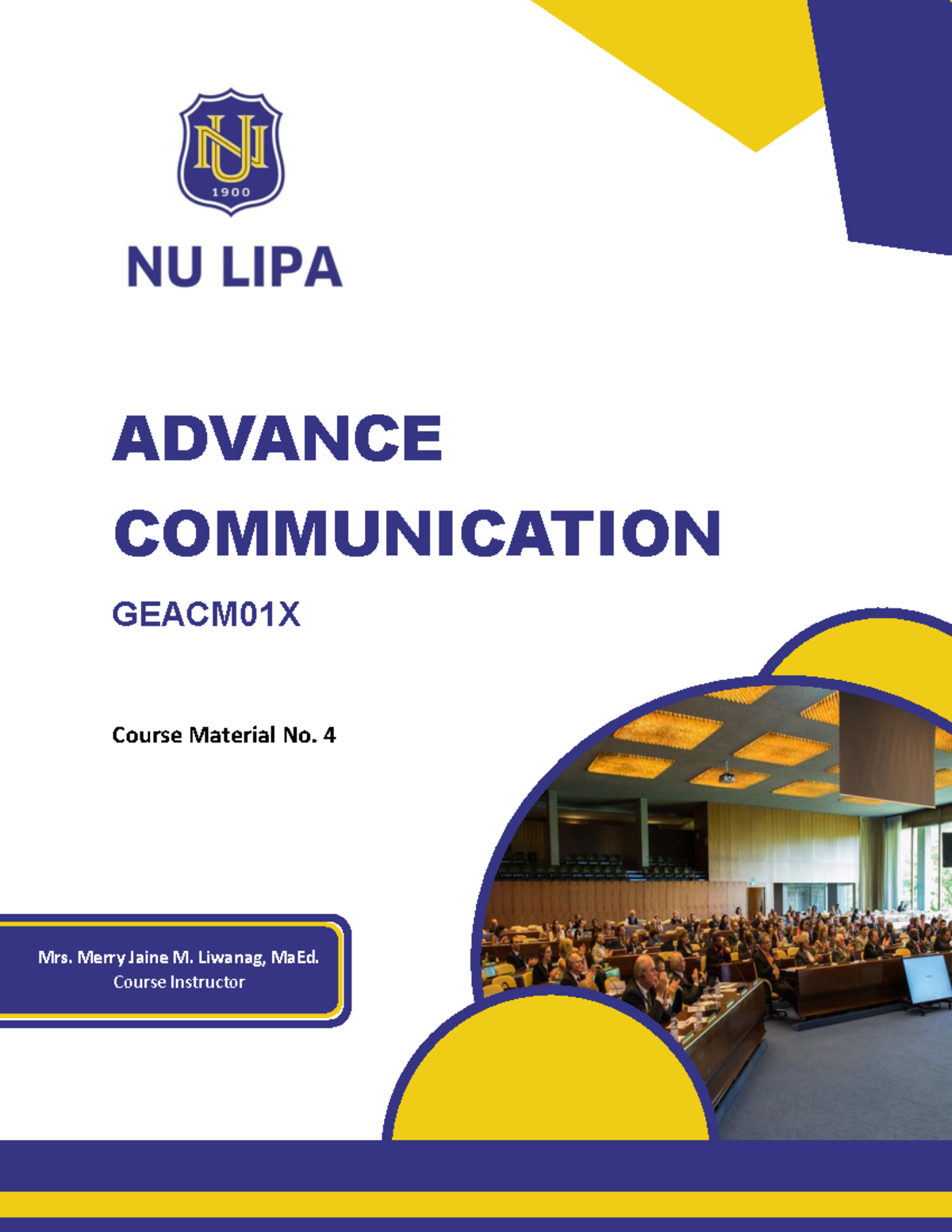 CM5 Advanced Communication SY 2023-2024 - ADVANCE COMMUNICATION ...