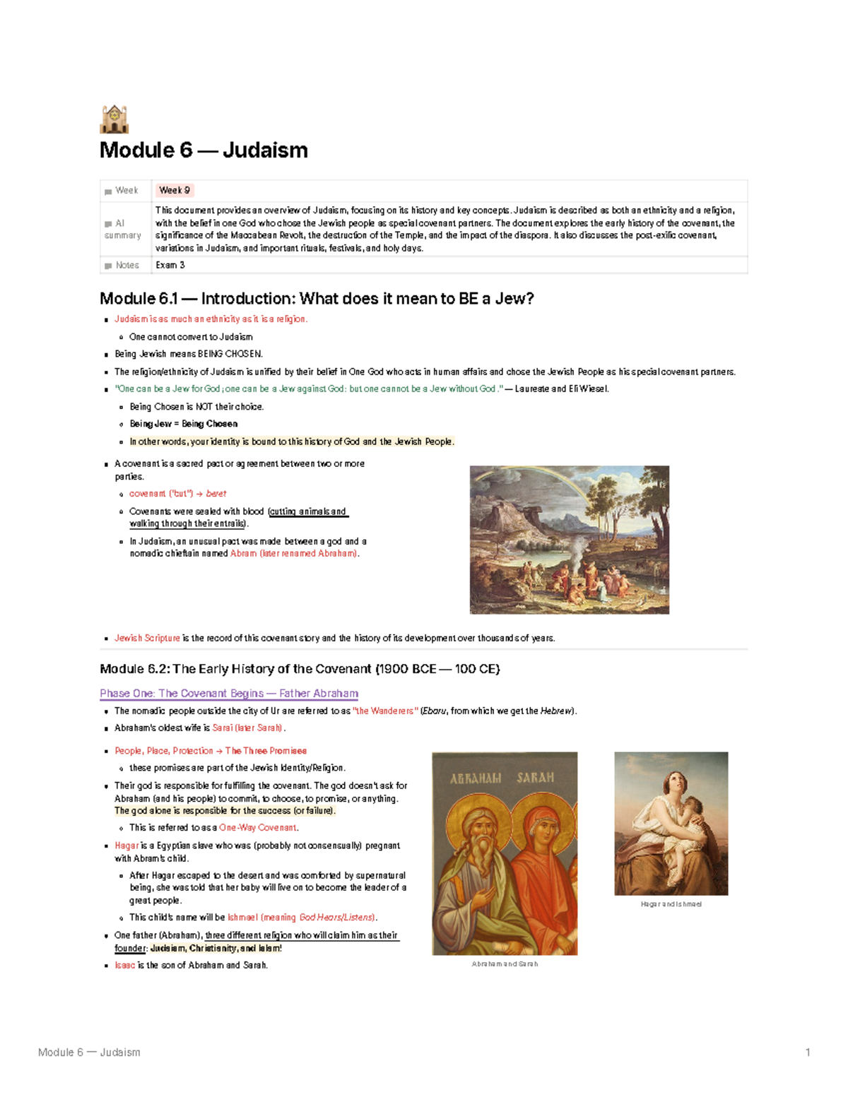 Module 6 — Judaism - 🕍 Module 6 — Judaism Week Week 9 AI summary This ...