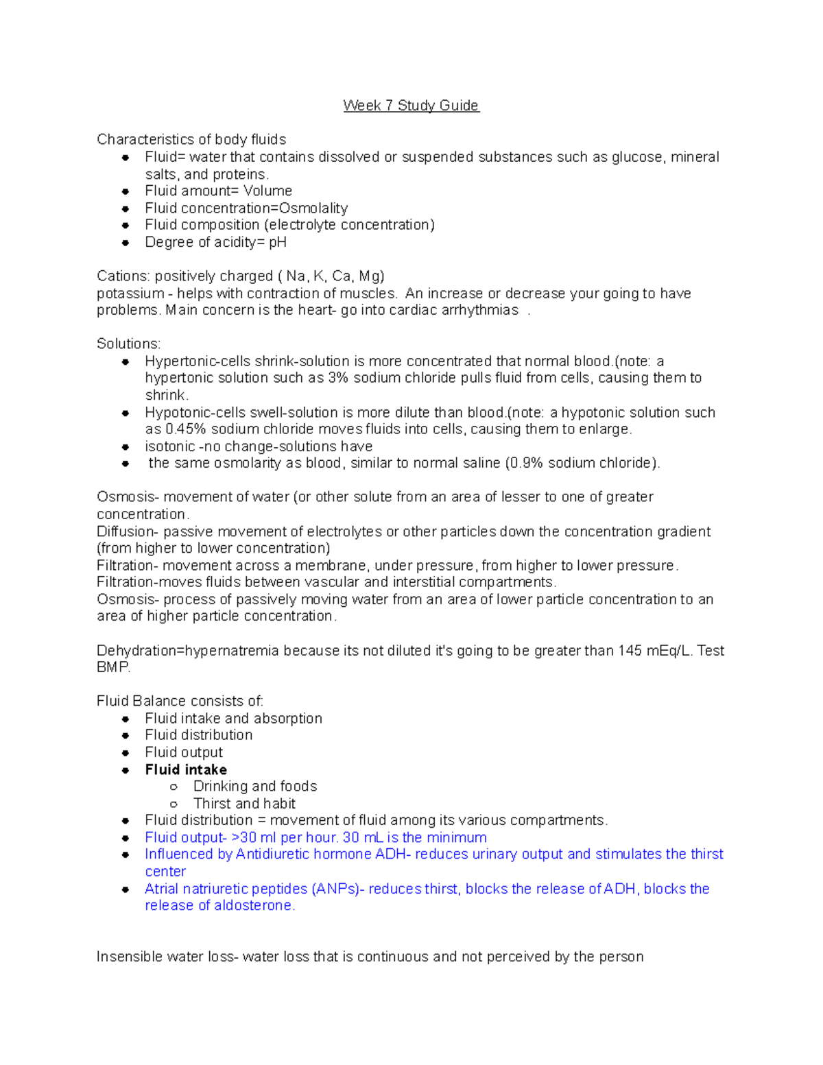 Week 7 Quiz 5 Important - Week 7 Study Guide Characteristics of body ...