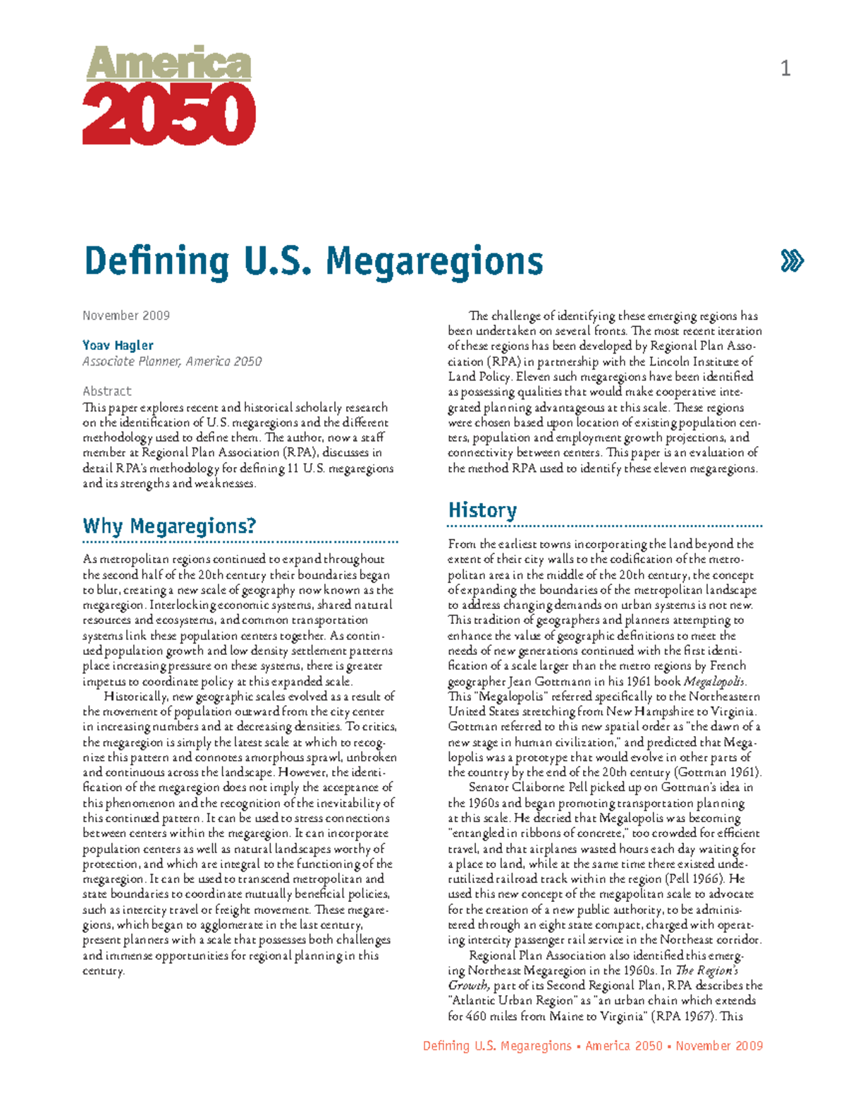 2050 Defining US Megaregions - Defining U. Megaregions November 2009 ...