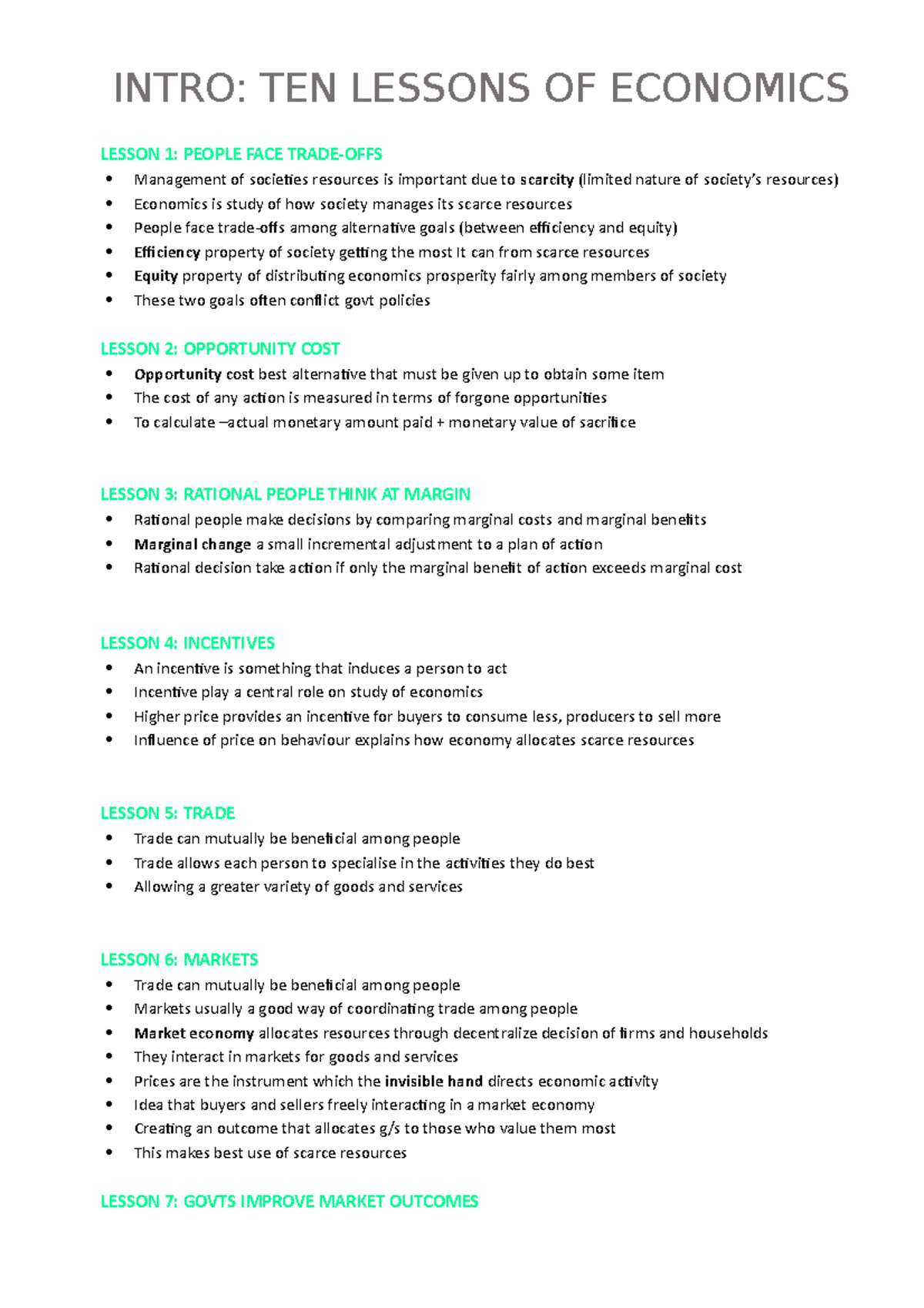 Topic 1 (Autosaved) (Autosaved) - INTRO: TEN LESSONS OF ECONOMICS ...