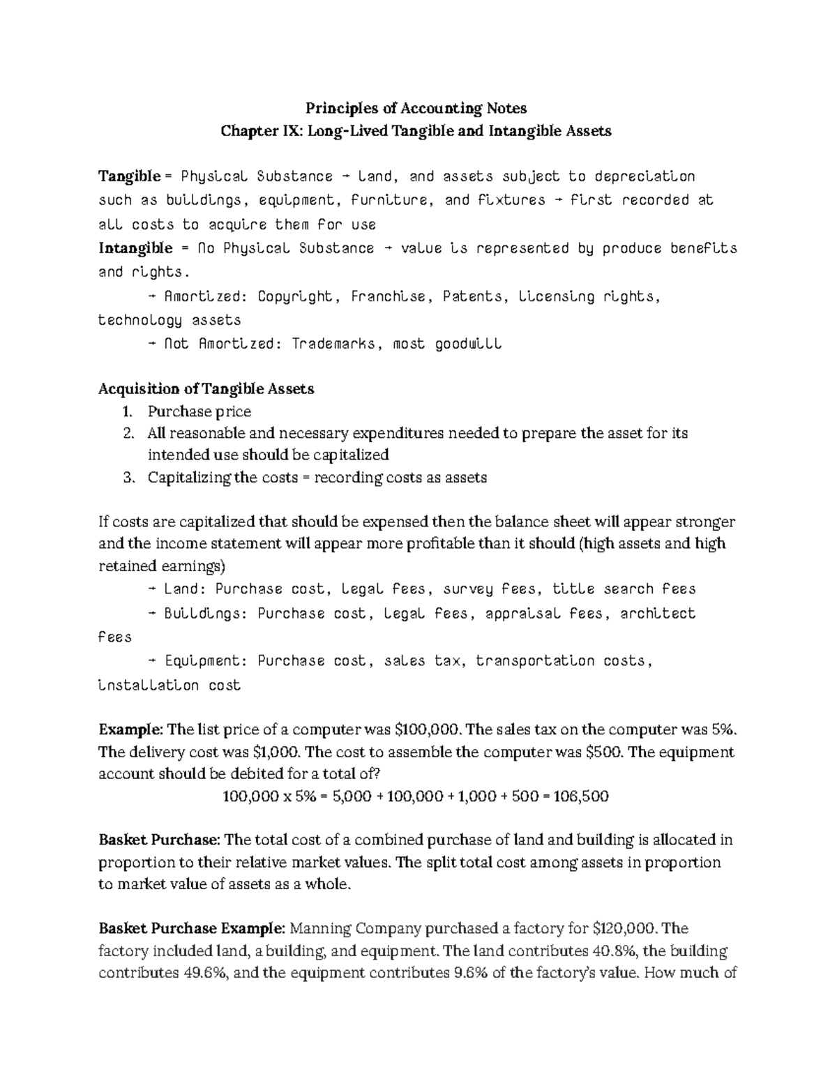 Accounting Chapter IX Notes - Principles of Accounting Notes Chapter IX ...