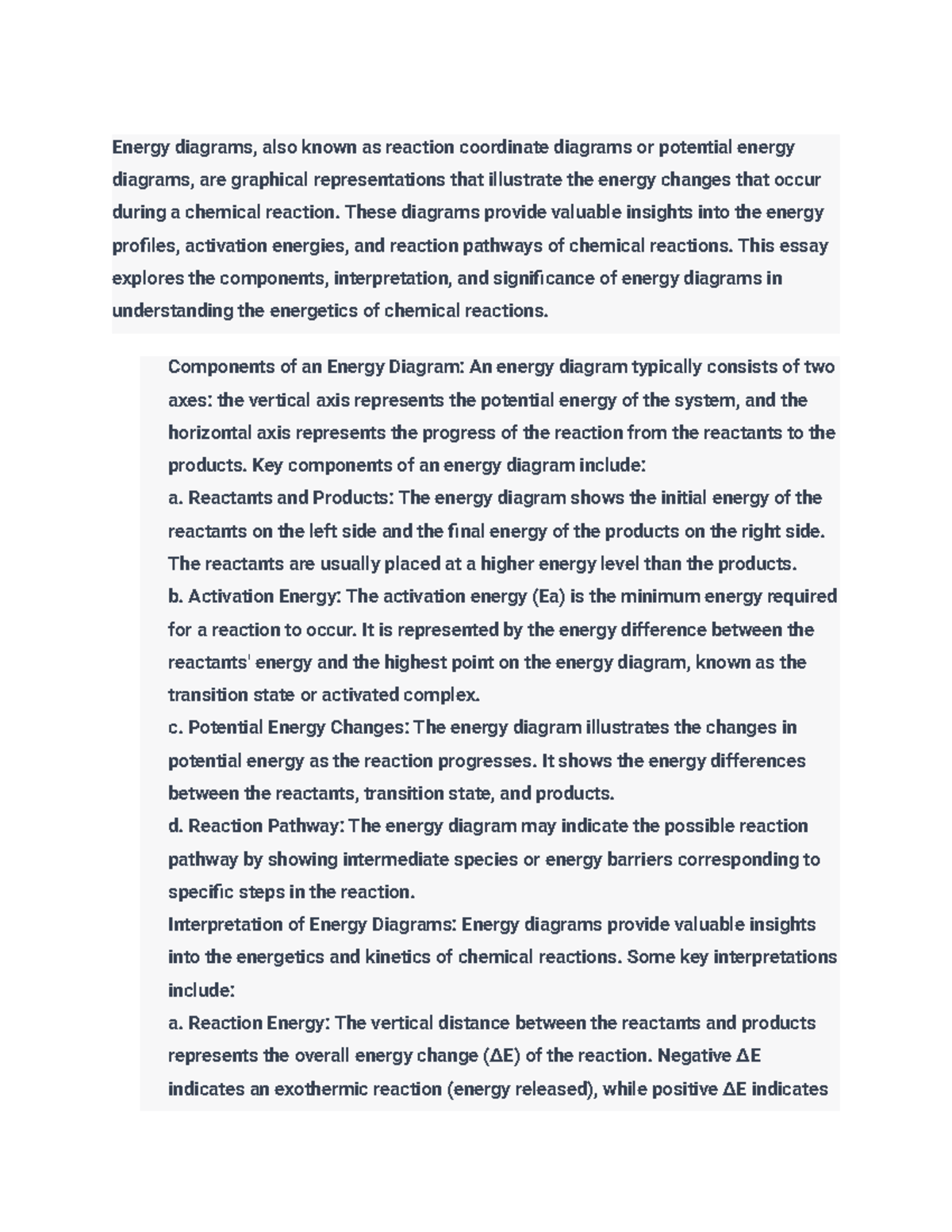 Unit 6 Visualizing Energy Changes in Chemical Reactions - Energy ...
