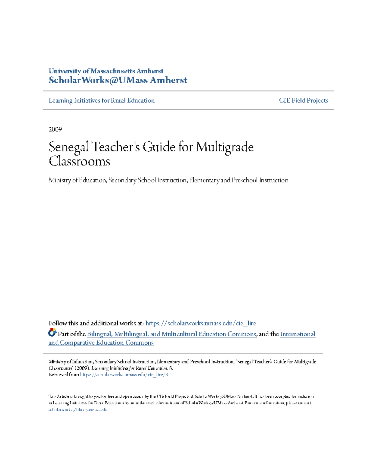 Teachers Guide for Multigrade Classrooms - University of Massachusetts ...