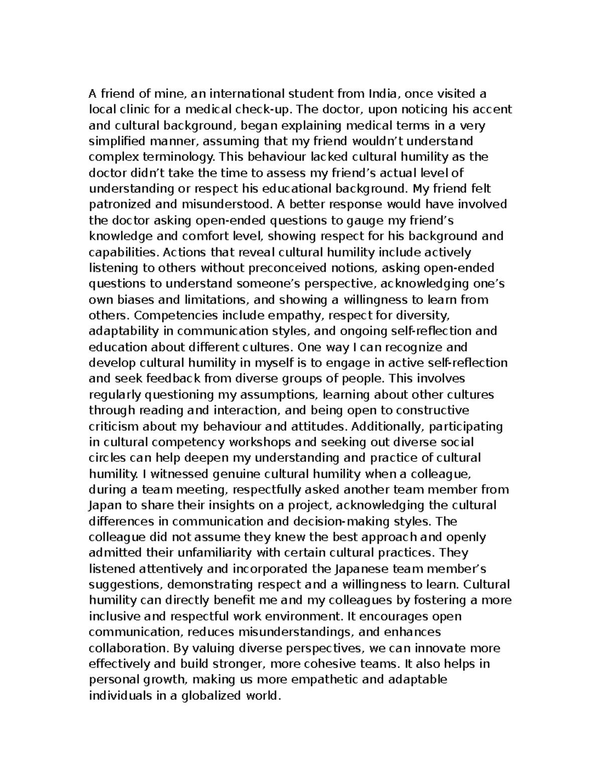Cultural Humility: Understanding and Developing Respect for Diversity ...