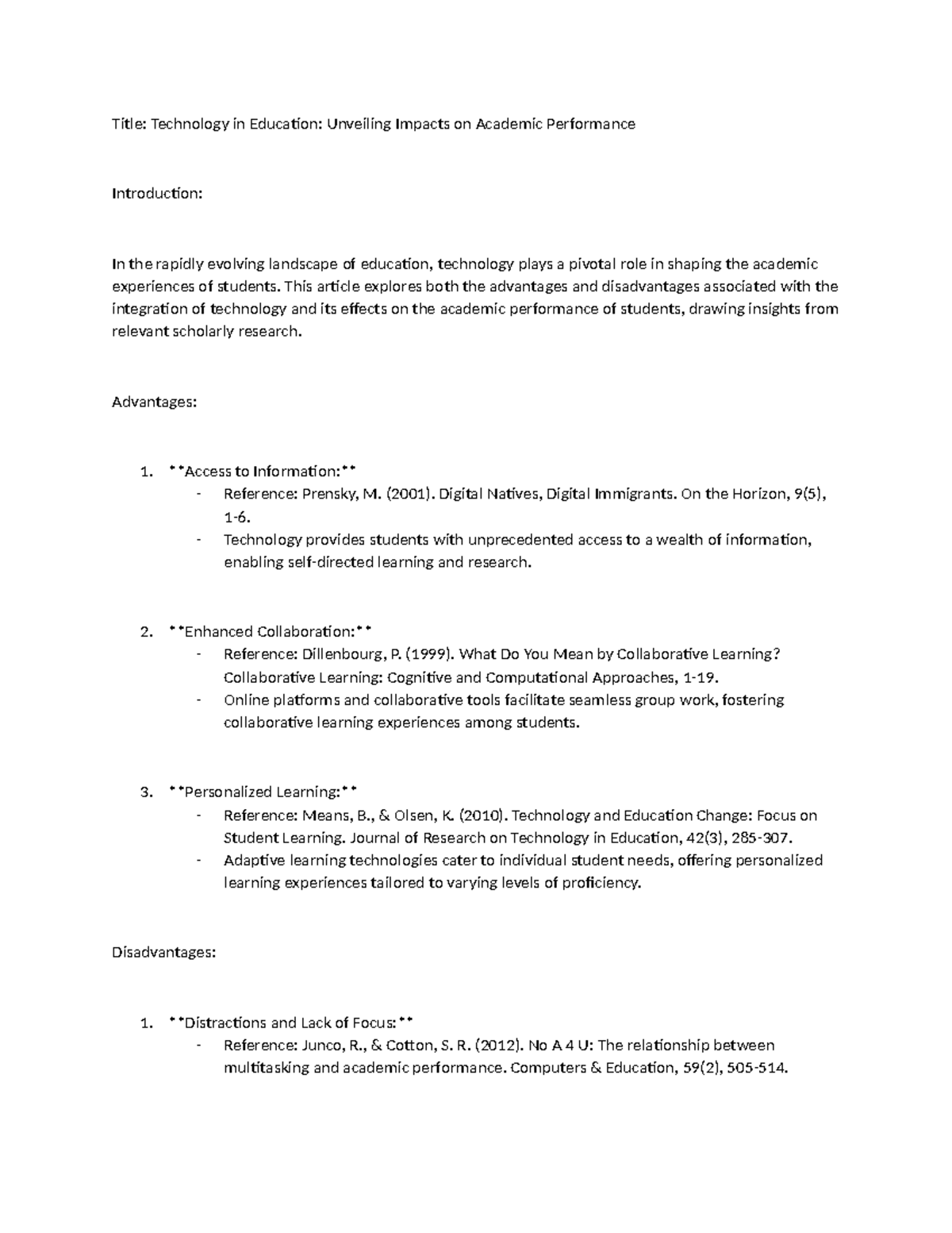 Education and Technology - Title: Technology in Education: Unveiling ...