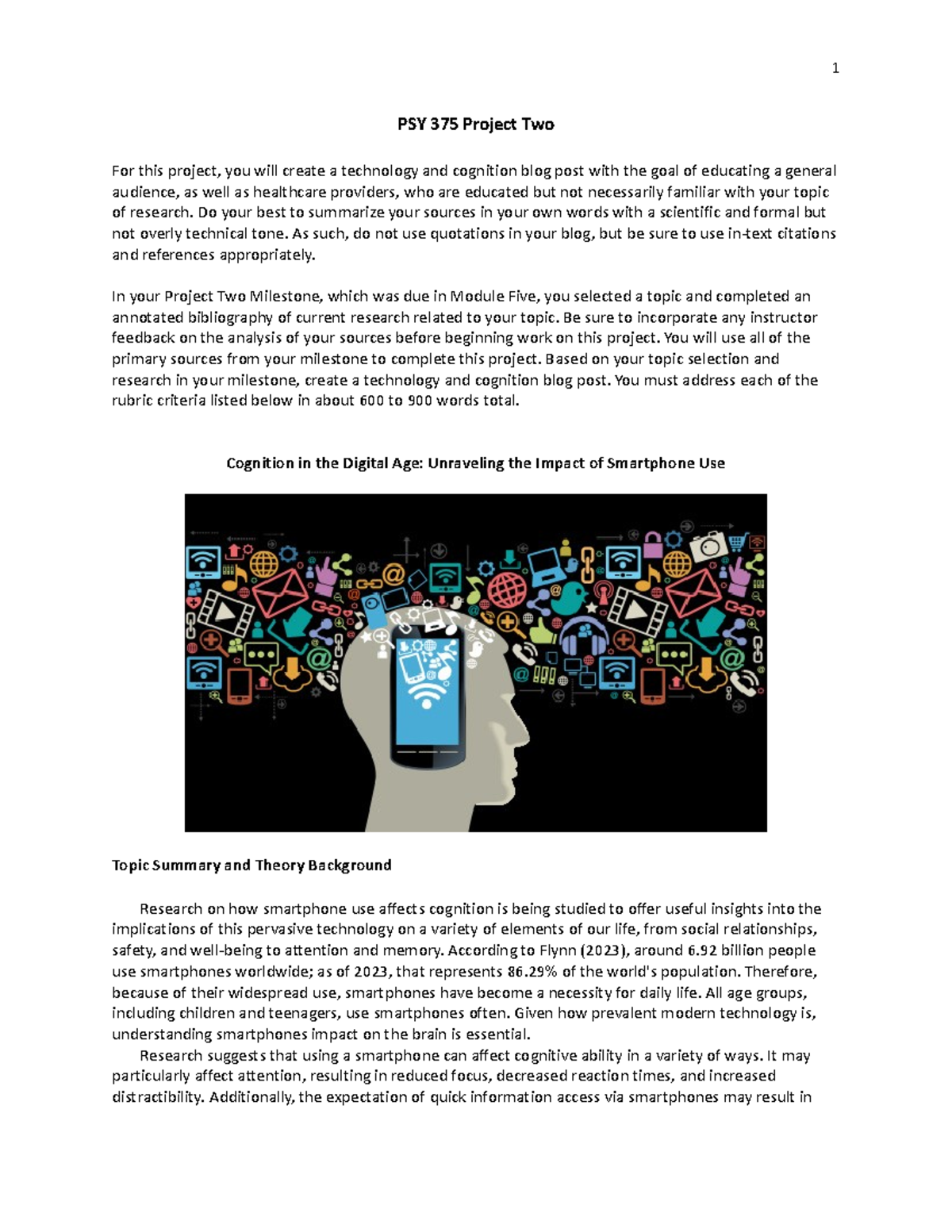 PSY 375 Project Two - PSY 375 Project Two For this project, you will ...