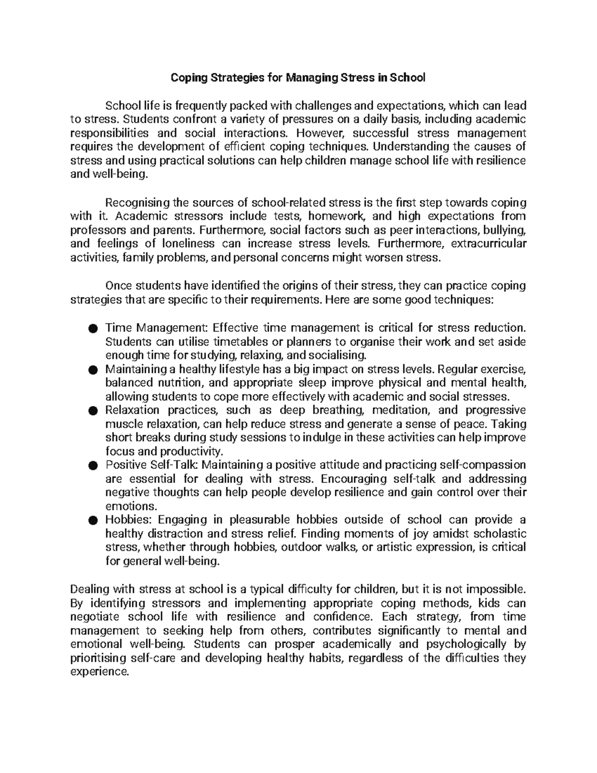 Coping Strategies for Managing Stress in School - Students confront a ...