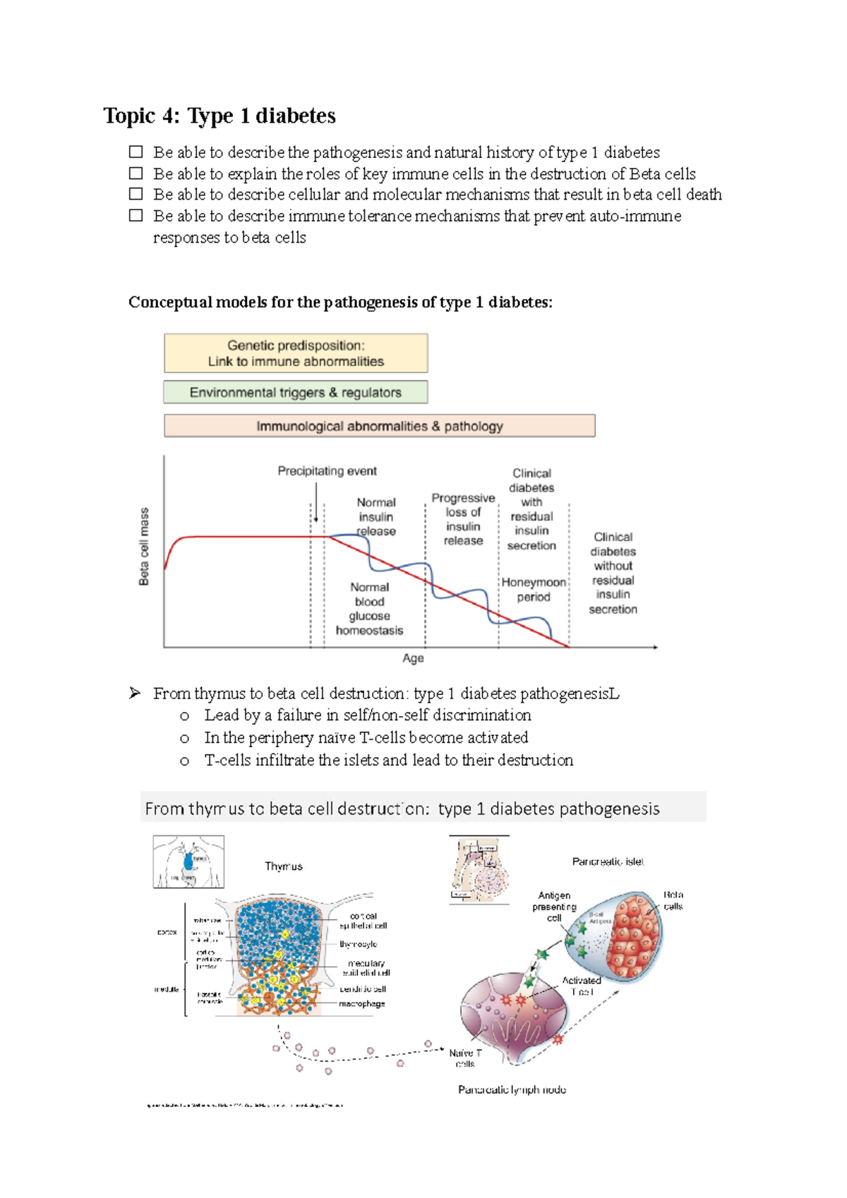 M2M Lecture 3 Diabetes - Organ specific - Topic 4: Type 1 diabetes Be ...