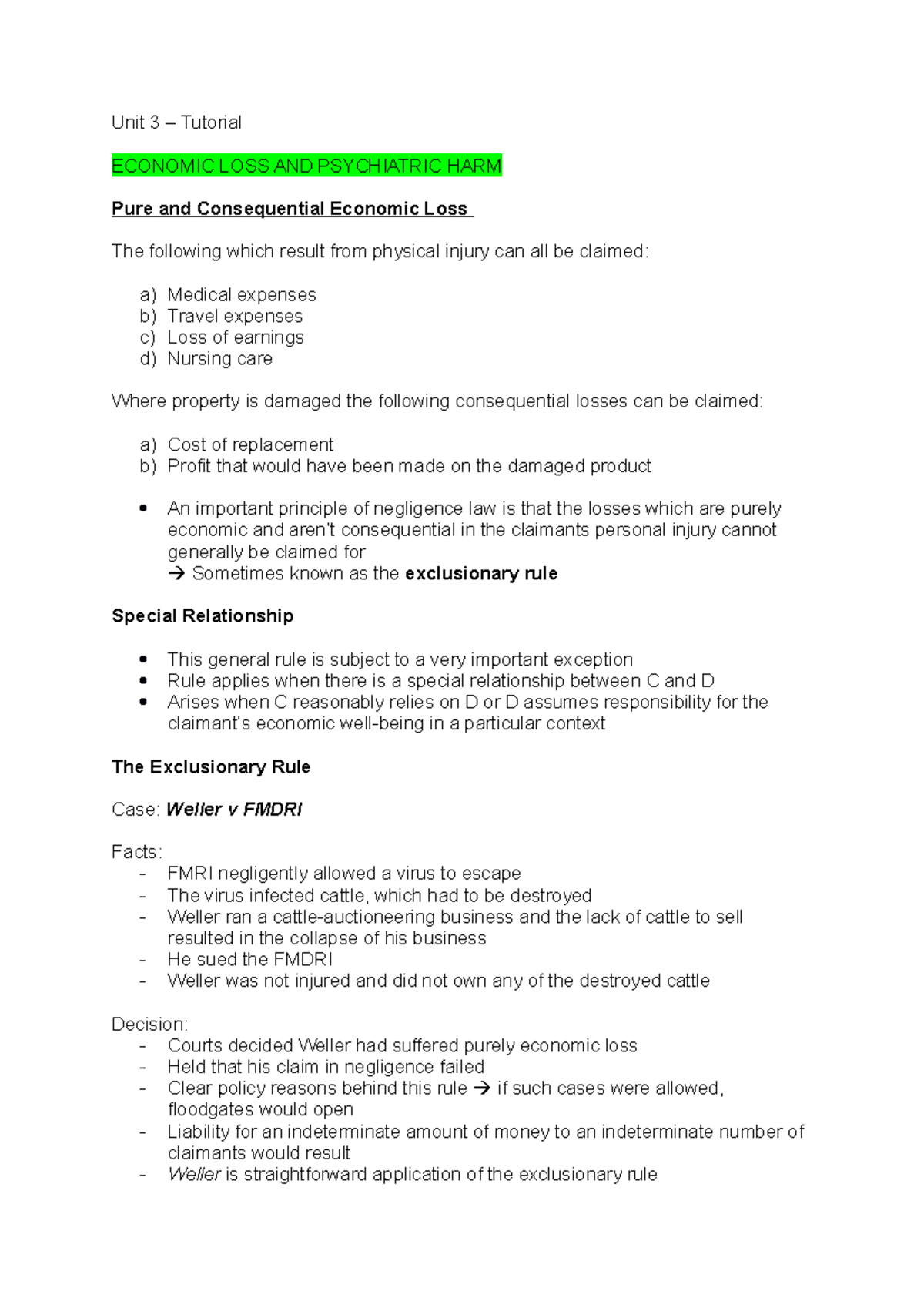 Unit 3 - tutorial - overview of the subject matter and relevant case ...