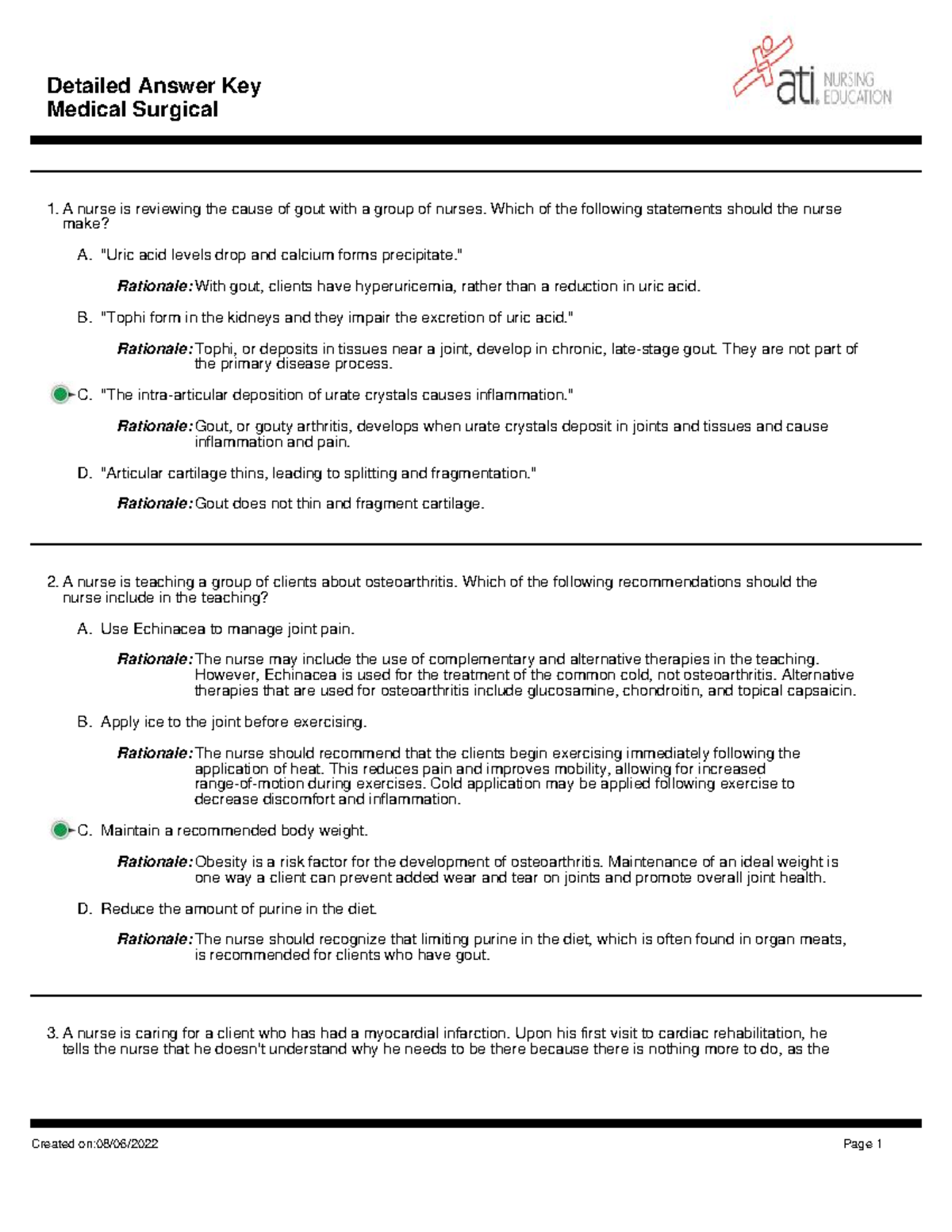 Detailed Answer Key 2 - Test preparation material, practice questions ...