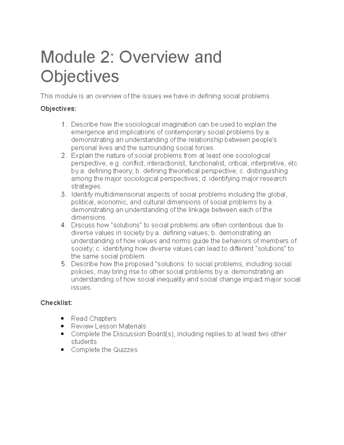 Soci Module 2-3 - Module 2: Overview and Objectives This module is an overview of the issues we ...
