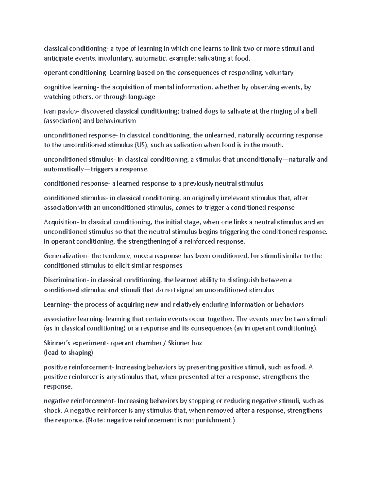 General Psychology- Chapter 7-9 - classical conditioning- a type of ...