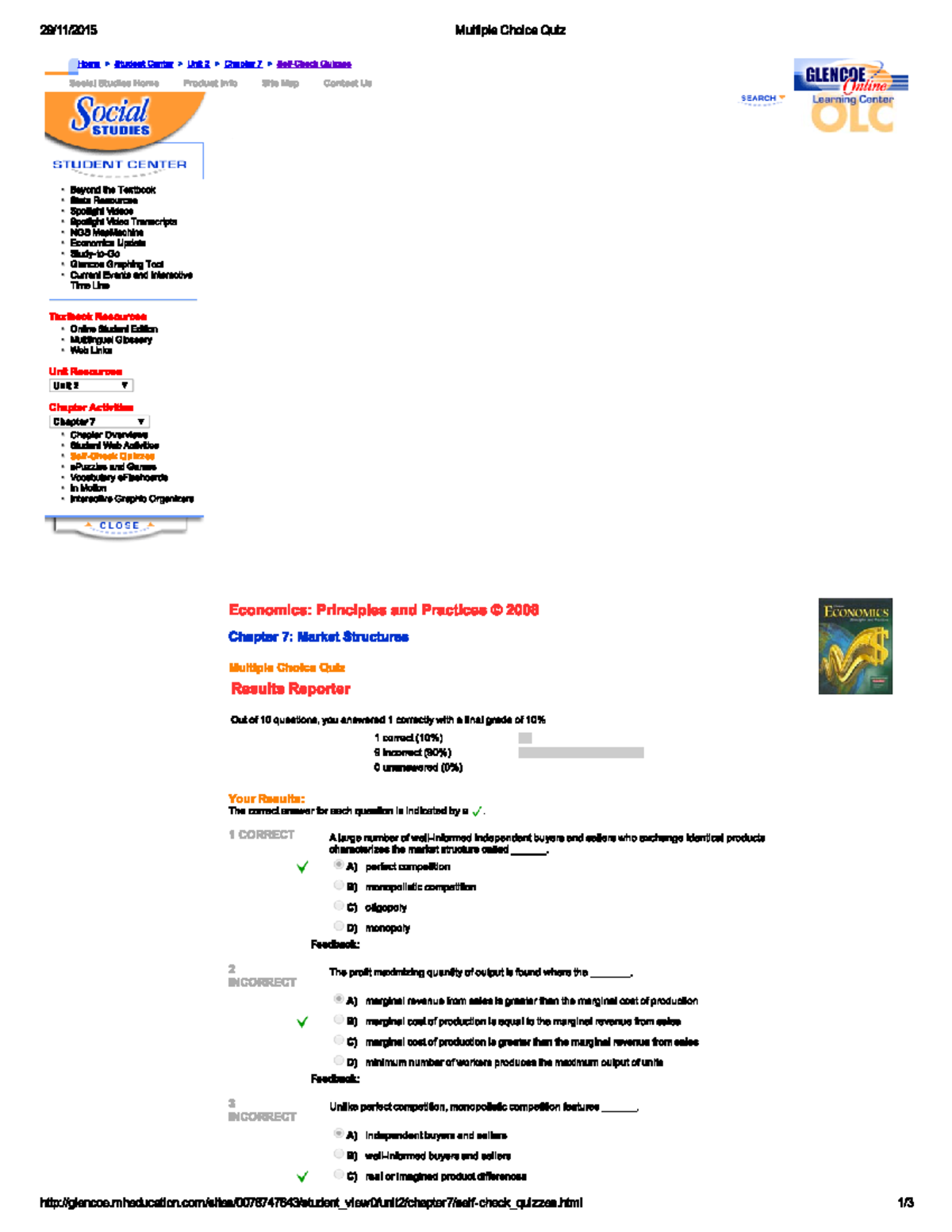 Multiple Choice Quiz - principles of economics - Information Technology ...