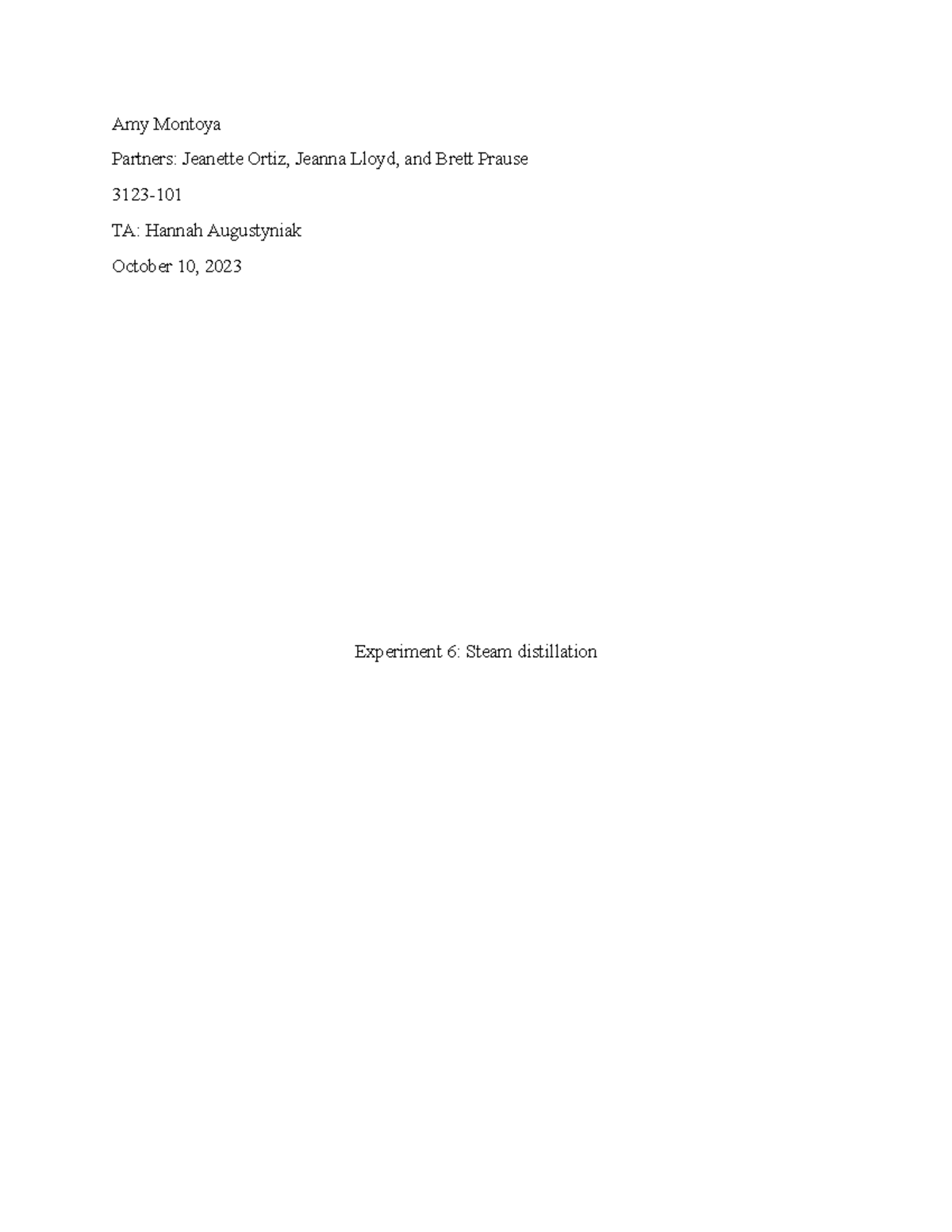 Experiment 6: Steam Distillation of Orange Oil - Amy Montoya Partners ...