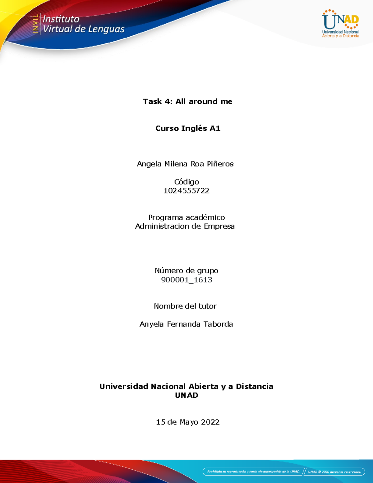 Template de entrega Task 4 - Task 4: All around me Curso Inglés A Angela Milena Roa Piñeros ...