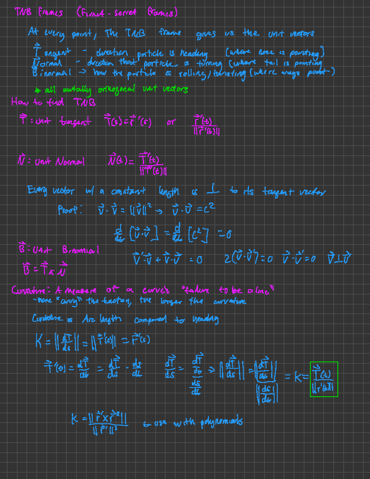 Curvature Lecture Notes From Professor Leonard For Professor Scavia Tnb Frames Ferret