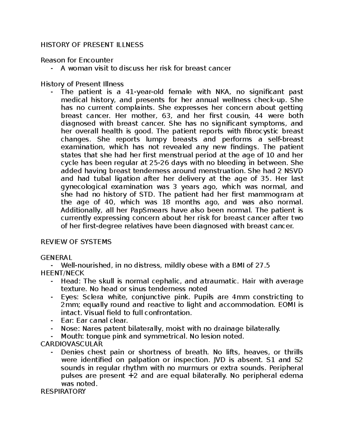 History OF Present Illness - HISTORY OF PRESENT ILLNESS Reason for ...