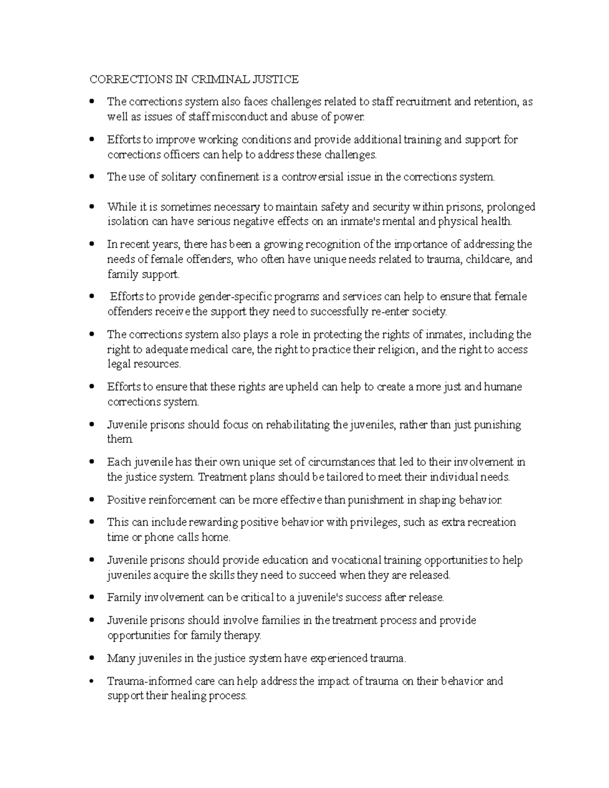 Corrections IN Criminal Justice Notes 2 - CORRECTIONS IN CRIMINAL ...