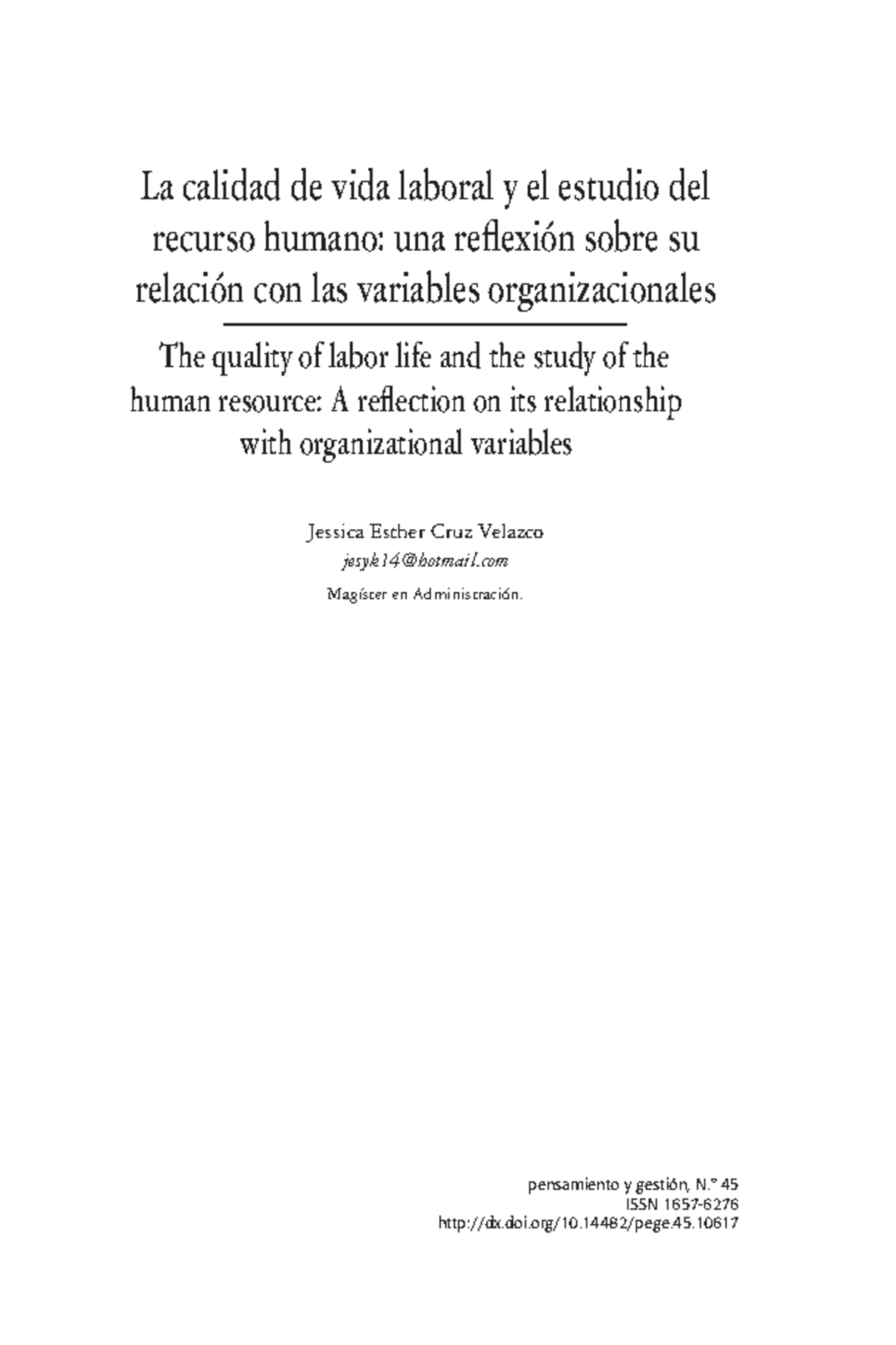 8. La calidad de vida laboral y el estudio del recurso humano ...