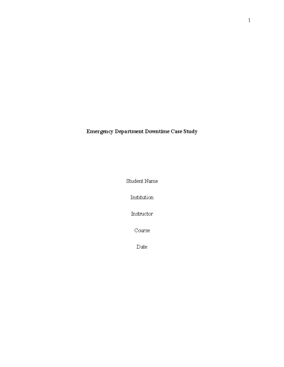 Emergency Dept Case Study - Emergency Department Downtime Case Study ...