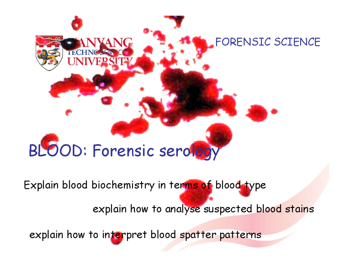 5. Blood 2020 NTU Learn - Notes for Forensic Science - BLOOD: Forensic ...