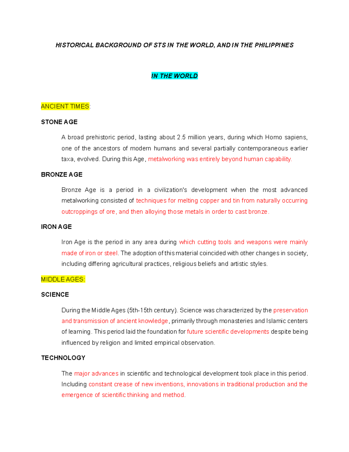 Historical Background OF STS IN THE World - HISTORICAL BACKGROUND OF ...