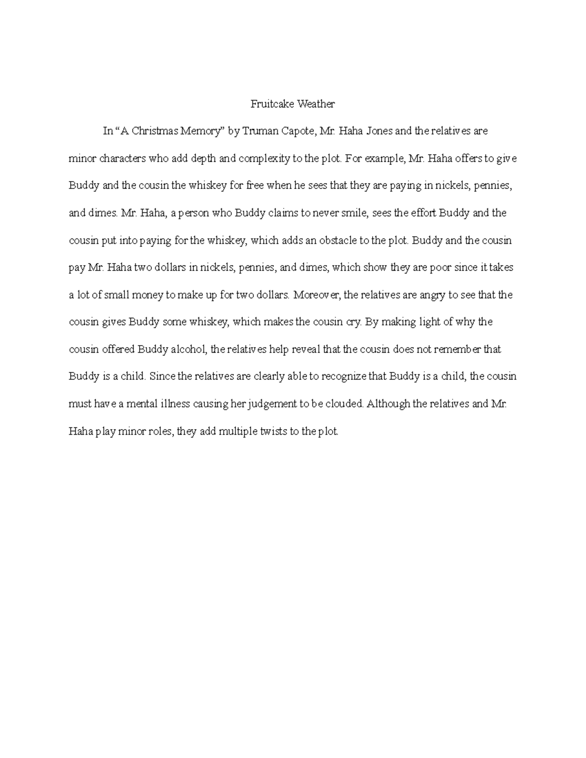 A Christmas Memory Paragraph - Fruitcake Weather In “A Christmas Memory ...