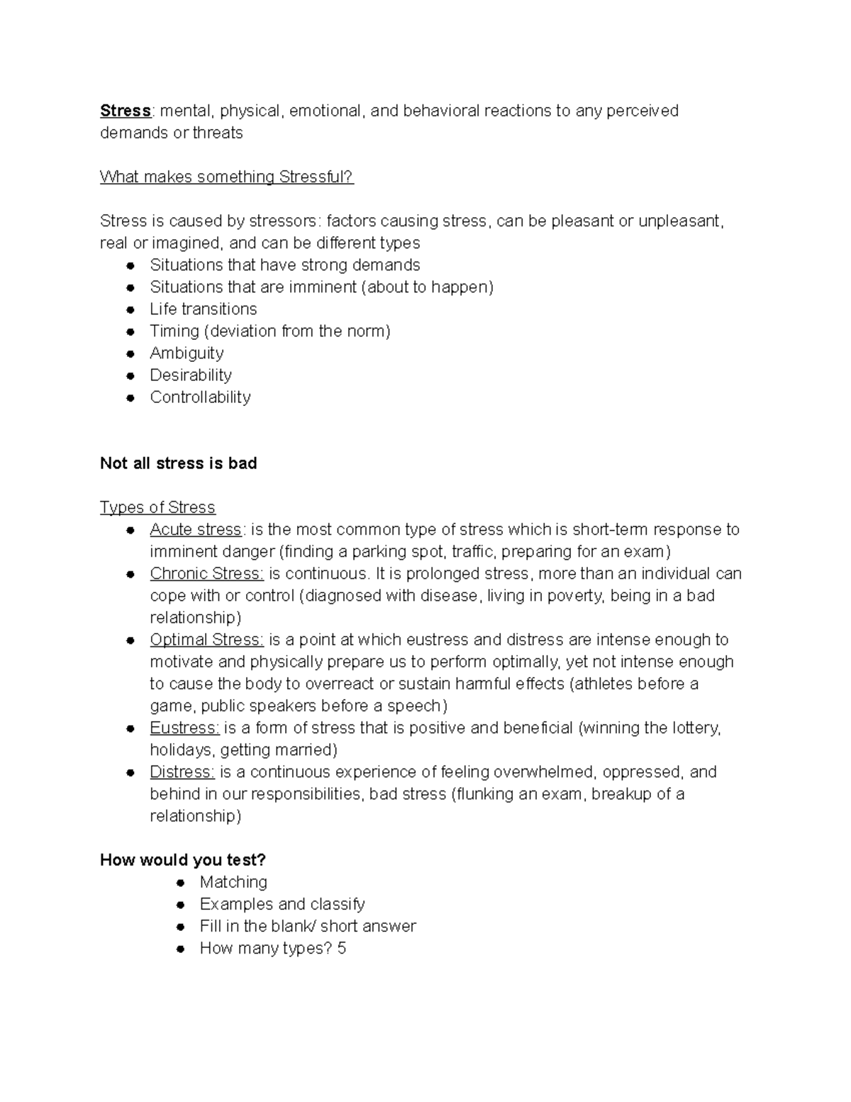 Chapter 3 - Lecture Notes - Stress : mental, physical, emotional, and ...