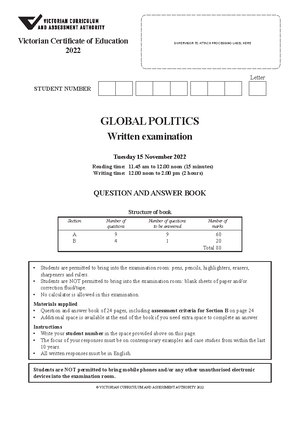 2021globpols-w - 2021 practice exam for global politics - GLOBAL ...