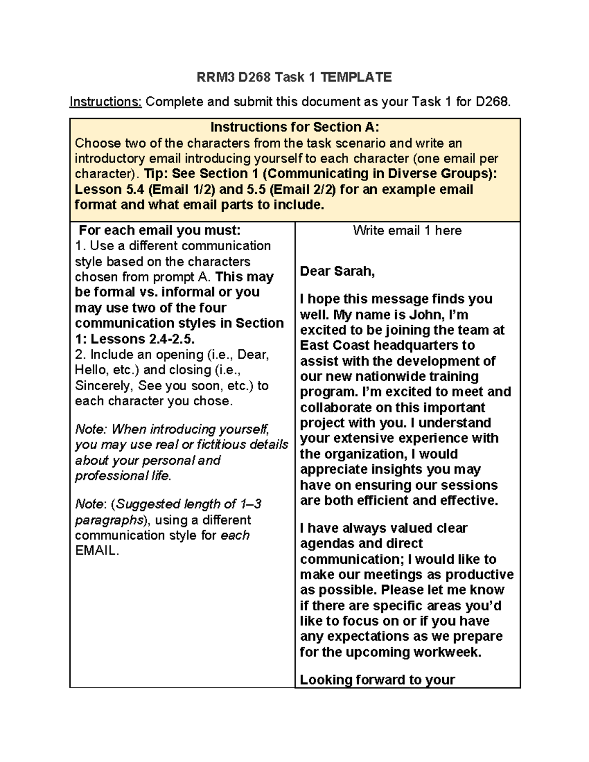 D268 Task 1 - nana - RRM3 D268 Task 1 TEMPLATE Instructions: Complete ...