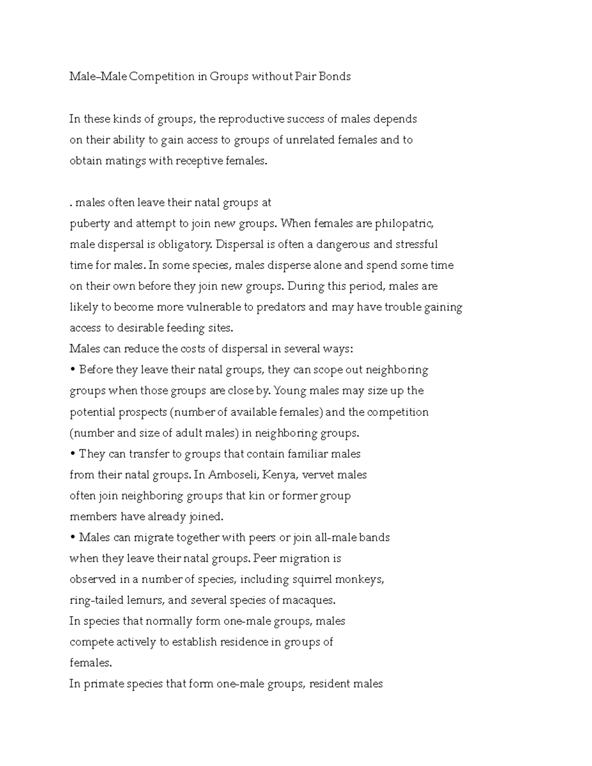 Male Competition in Groups without Pair Bonds - Male–Male Competition ...