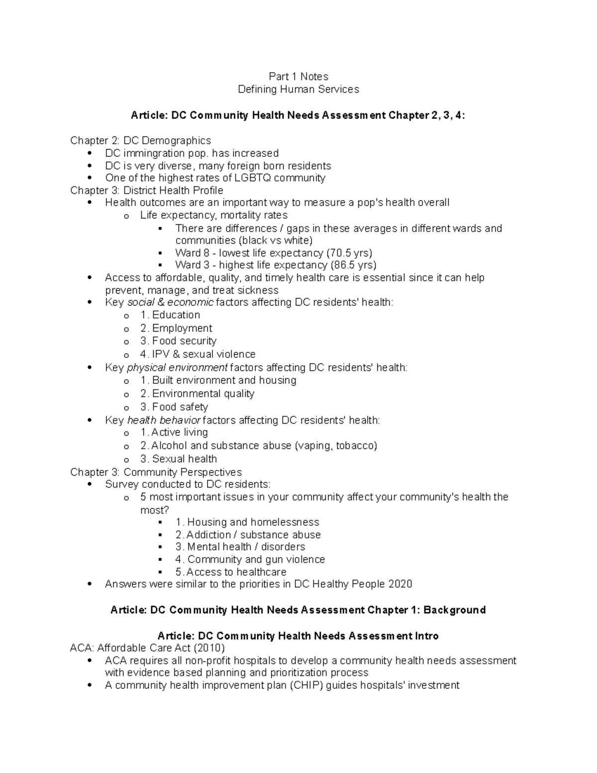 HSSJ 1001 Class Notes - Part 1 Notes Defining Human Services Article ...