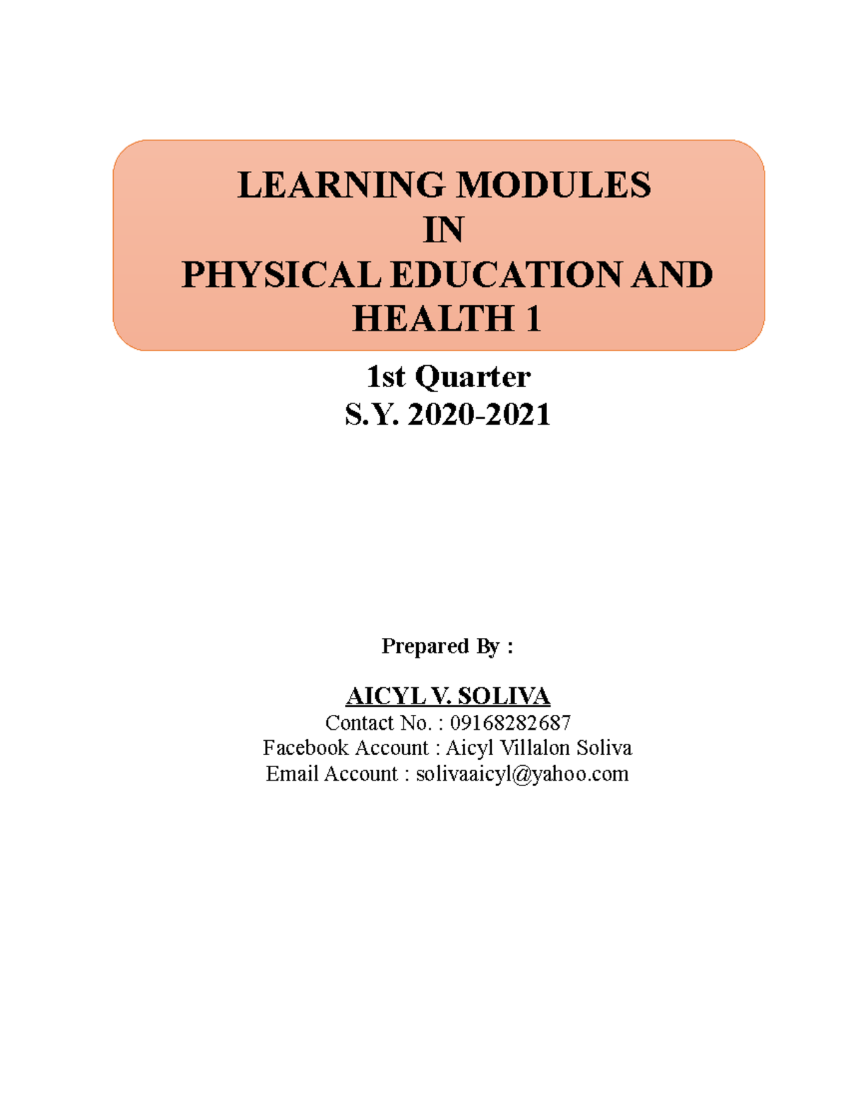 (PE 1) Learning Activities - 1st Quarter - LEARNING MODULES IN PHYSICAL ...