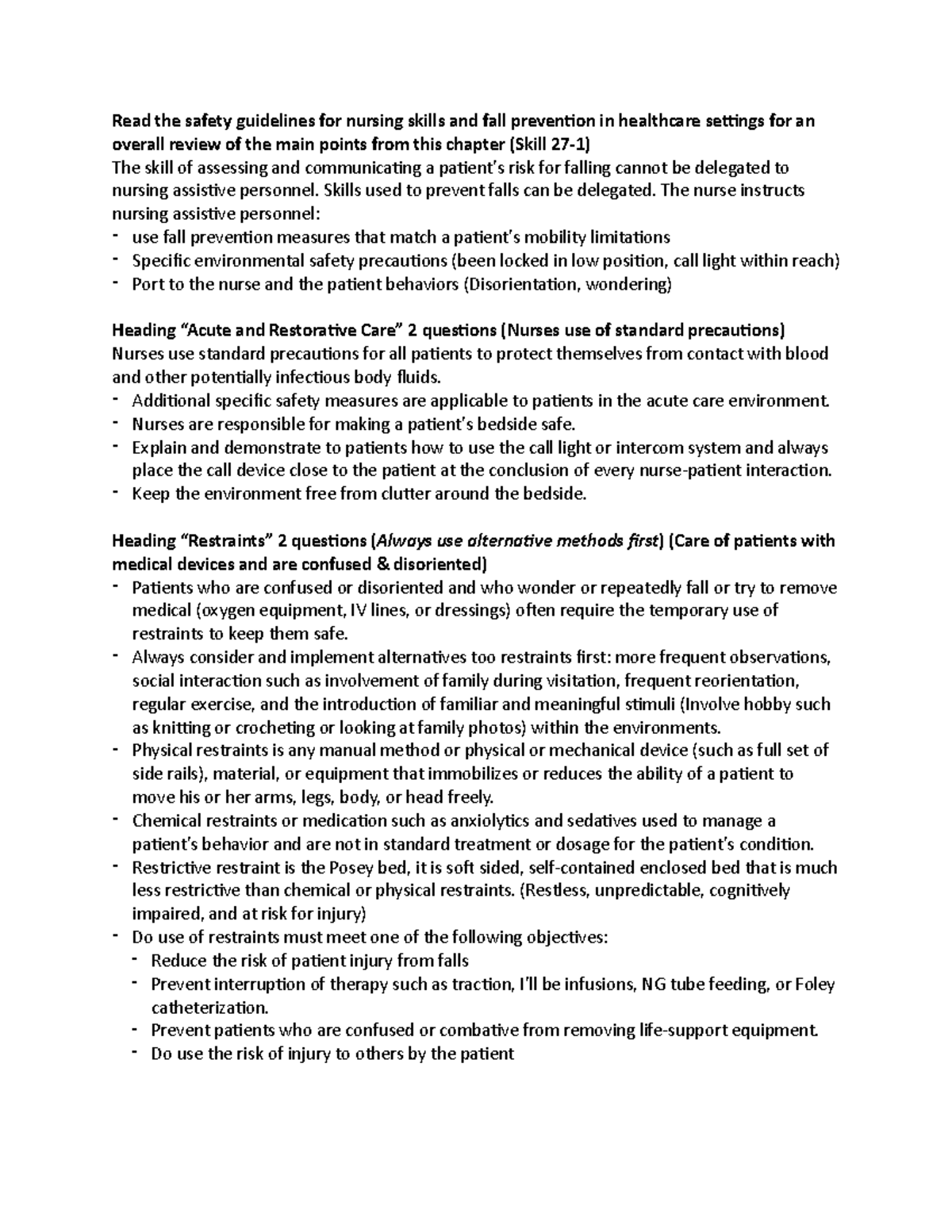 Saftey - Lecture notes 32 - Read the safety guidelines for nursing ...