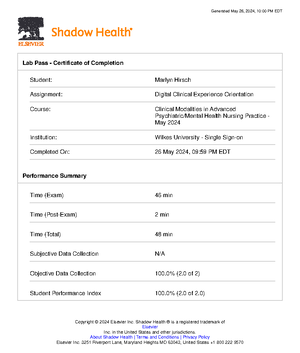 Expanded Focus SOAP note - Appendix I CLINICAL EXPERIENCE AND ...