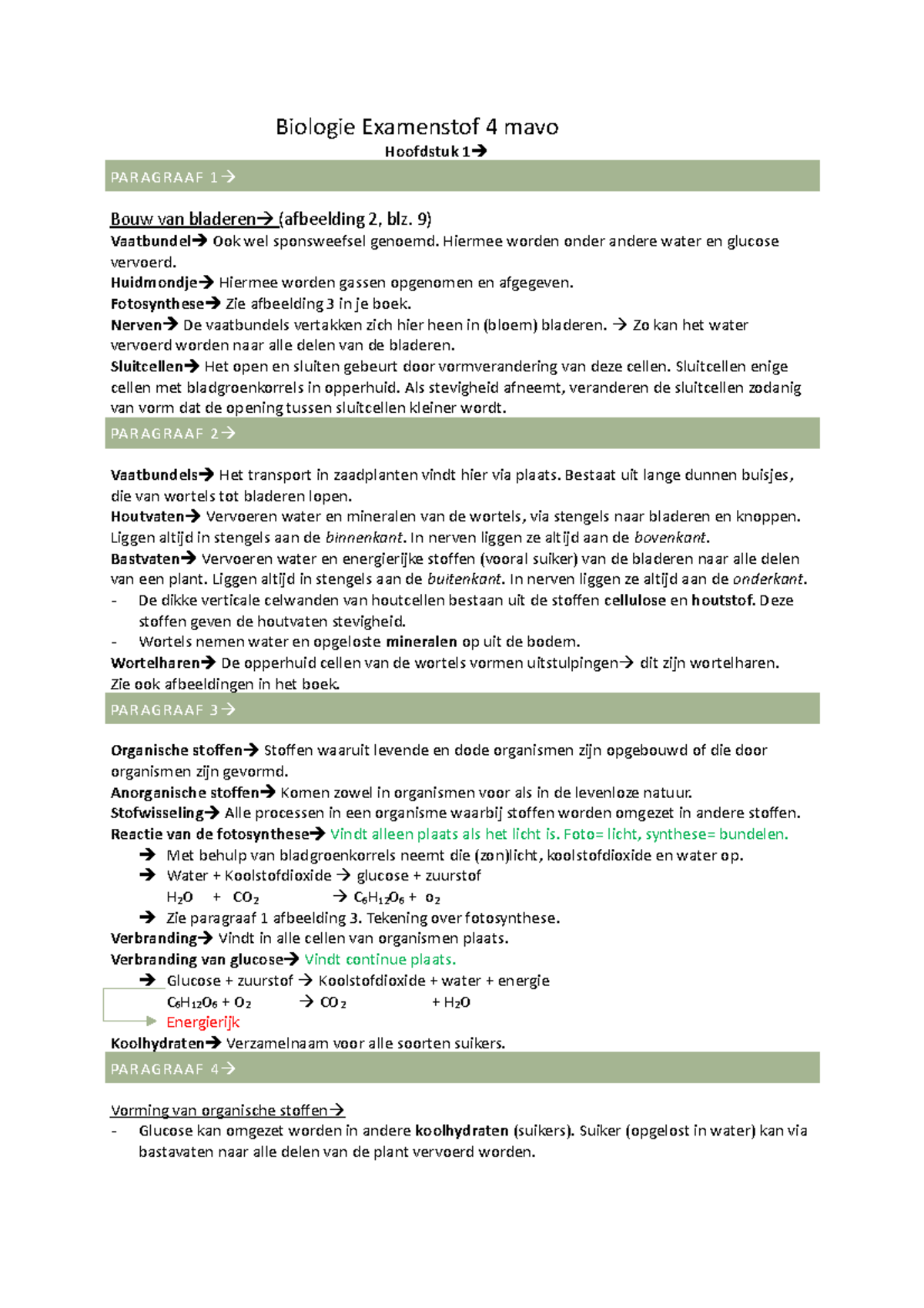 Eindexamenstof Biologie - Biologie Examenstof 4 mavo Hoofdstuk 1 ...