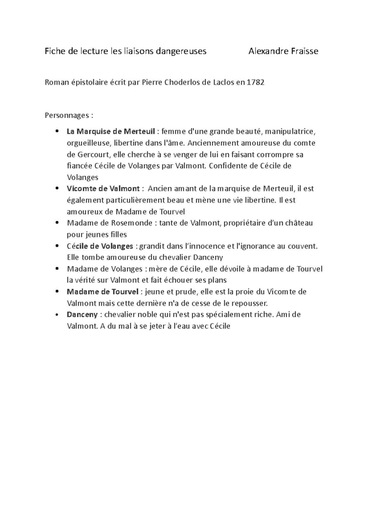 Fiche de lecture les liaisons dangereuses - Anciennement amoureuse du ...