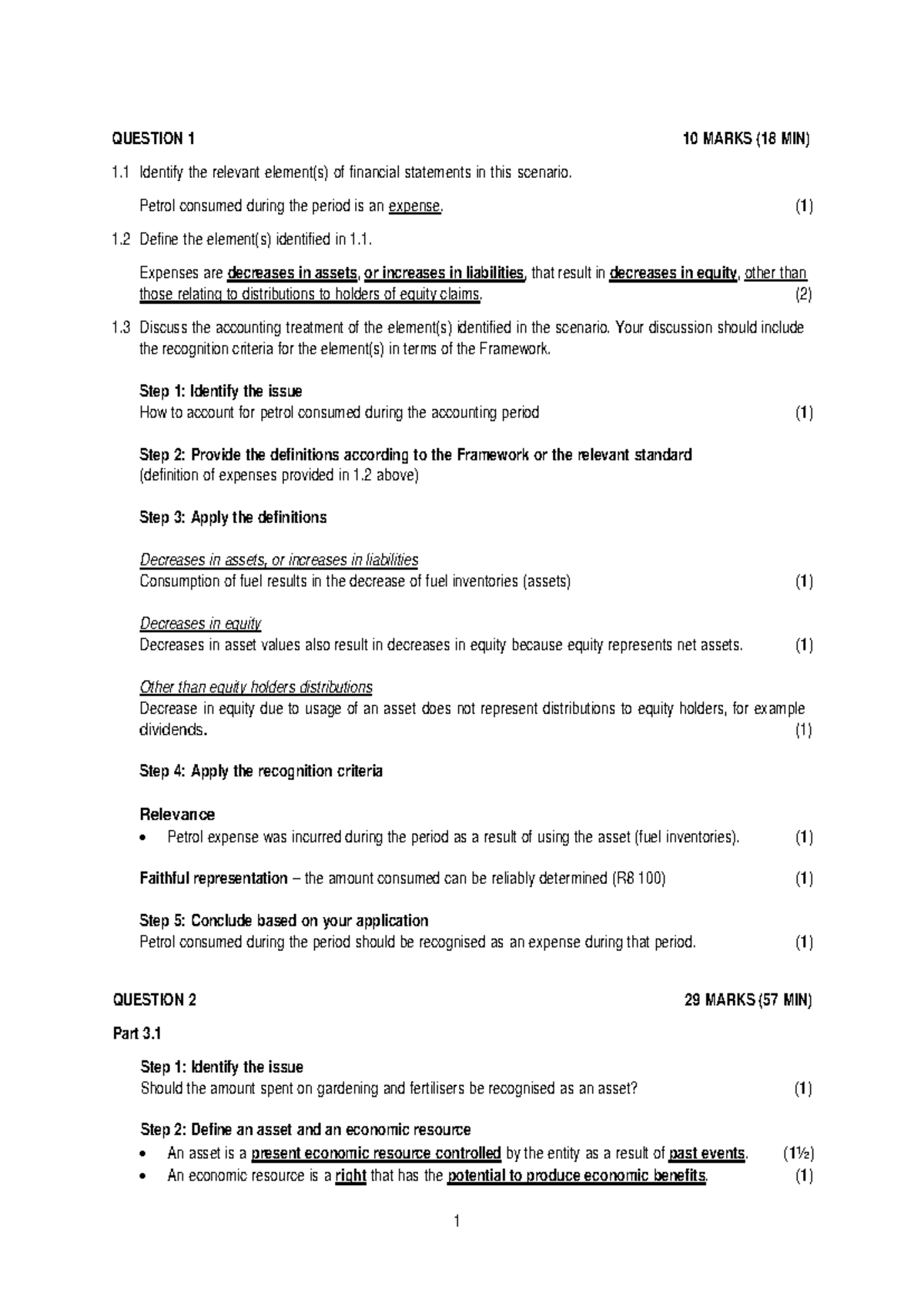 Suggested Solution to Practice Questions - QUESTION 1 10 MARKS (18 MIN) 1 Identify the relevant ...