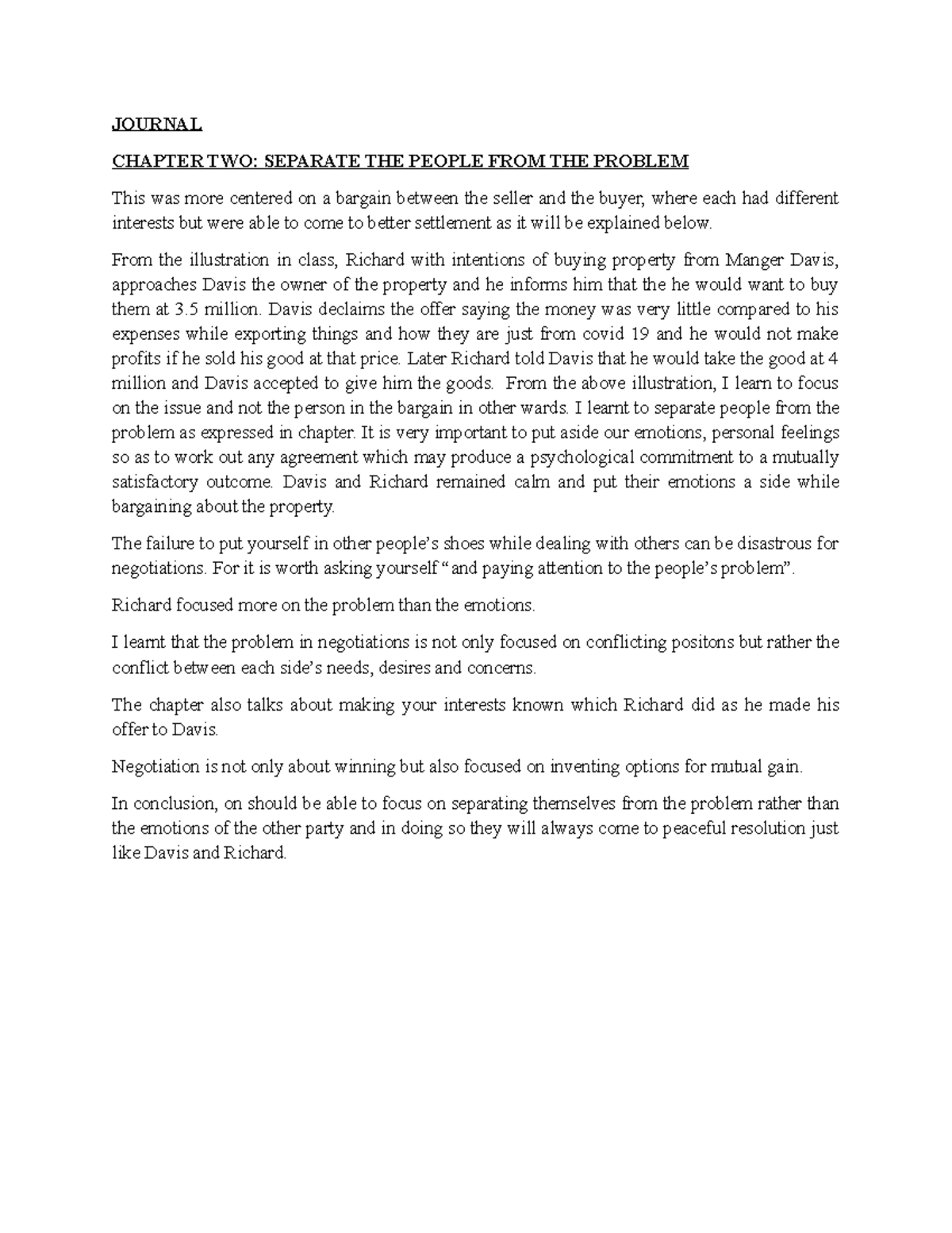 Chapter TWO-1 - Chapte1-4 - JOURNAL CHAPTER TWO: SEPARATE THE PEOPLE ...